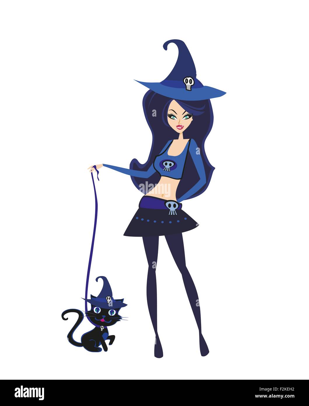 Halloween witch with cat Stock Vector Image & Art - Alamy