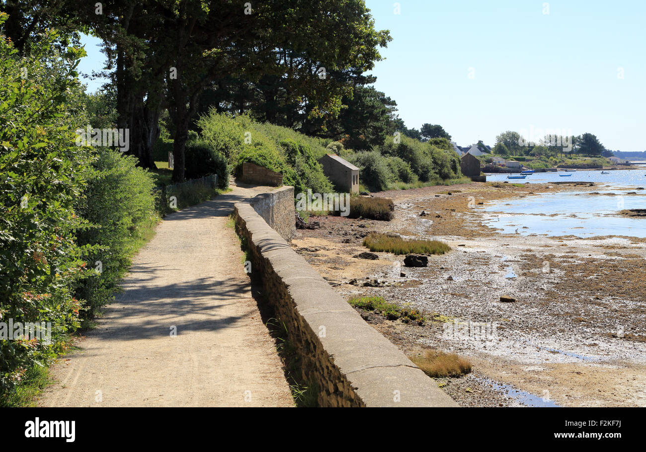 Coastal path at Bellevue, Sene, Vannes, Morbihan, Brittany, France ...