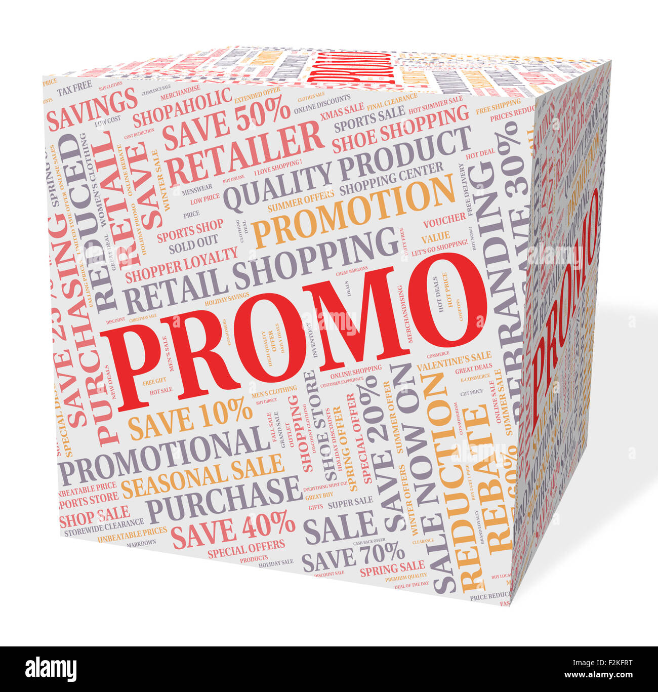Promo Cube Indicating Merchandise Sale And Offer Stock Photo - Alamy