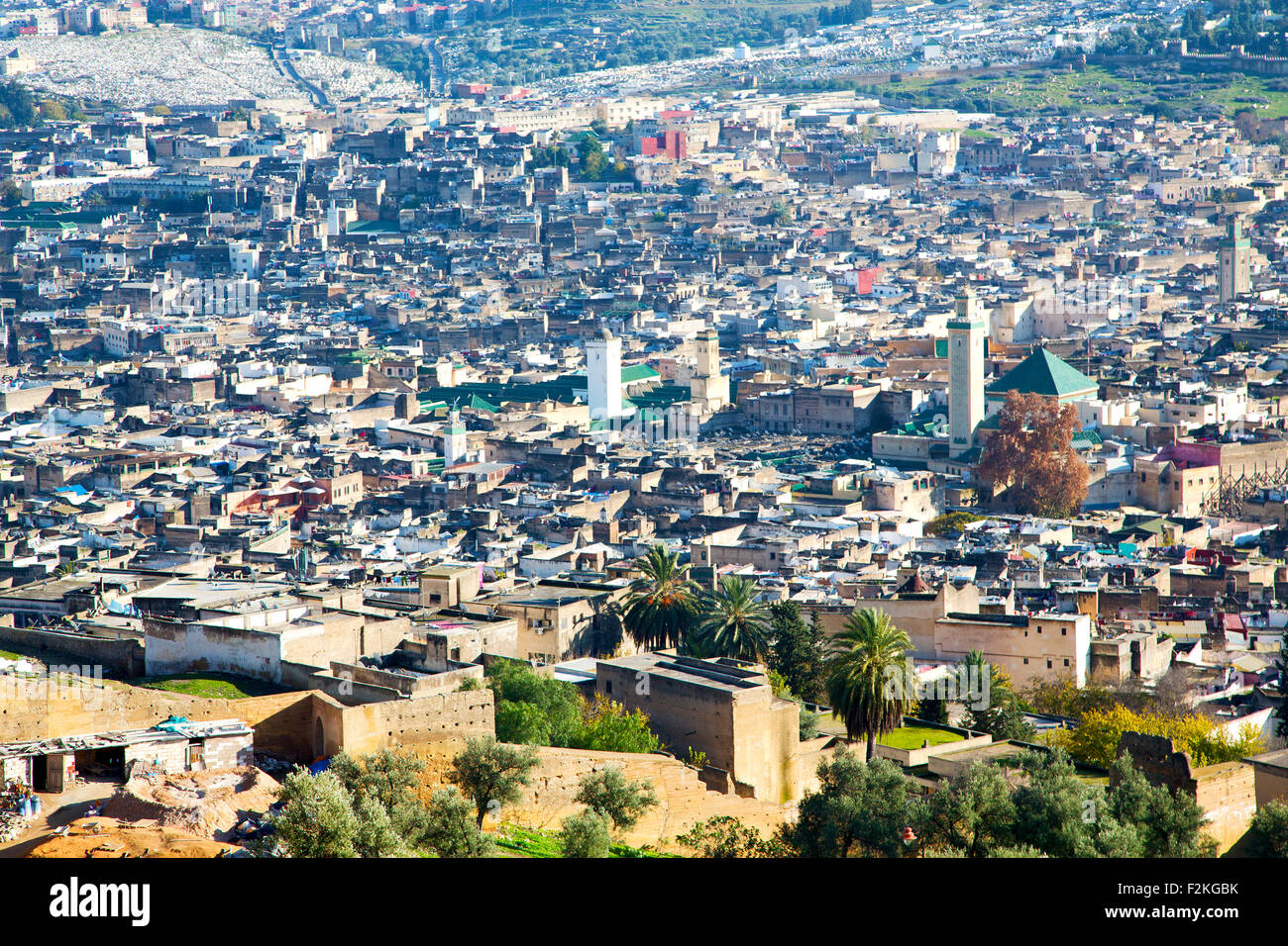 from high in the village morocco africa field and constructions Stock ...