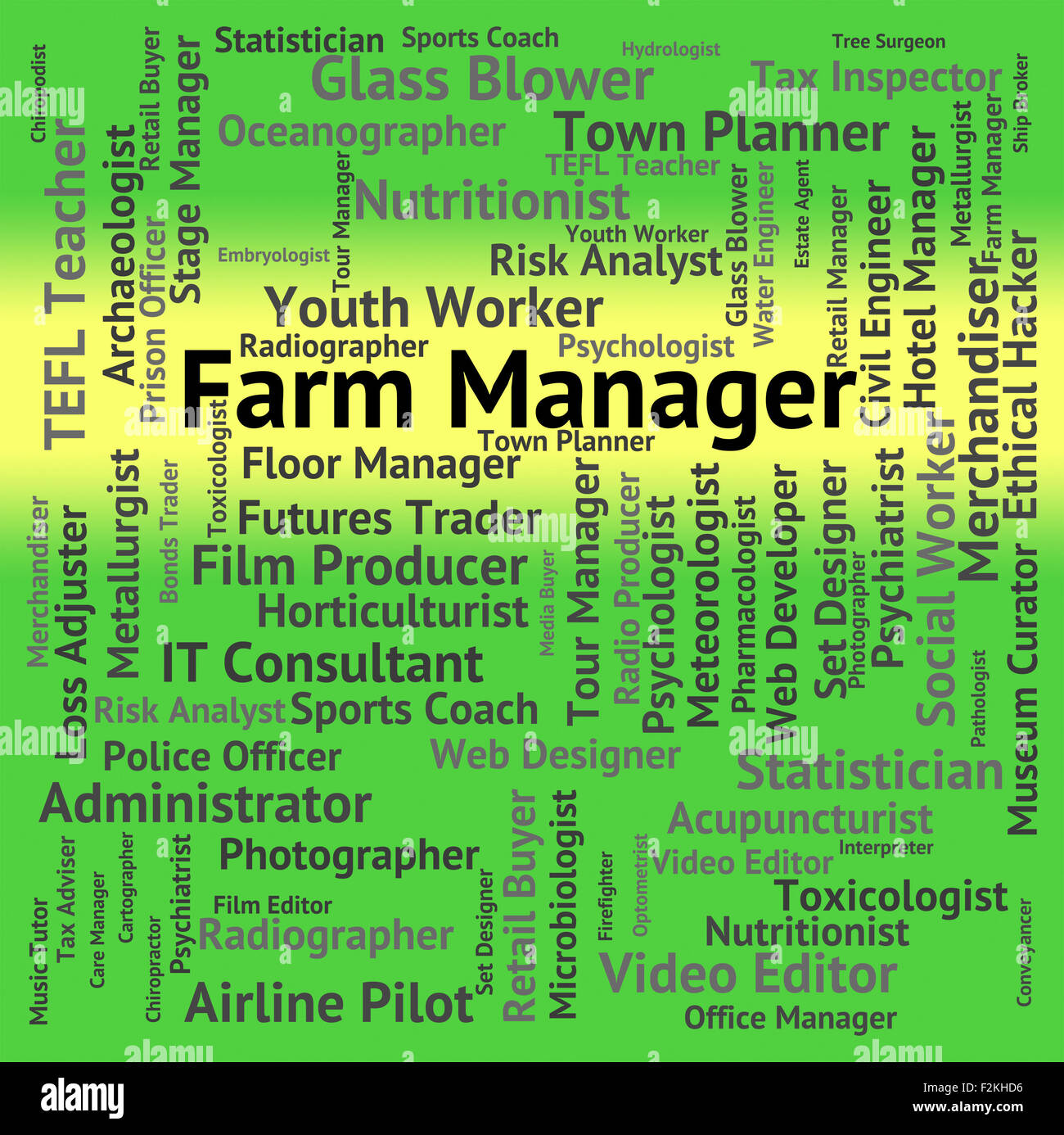 Farm Manager Indicating Cultivate Work And Words Stock Photo - Alamy