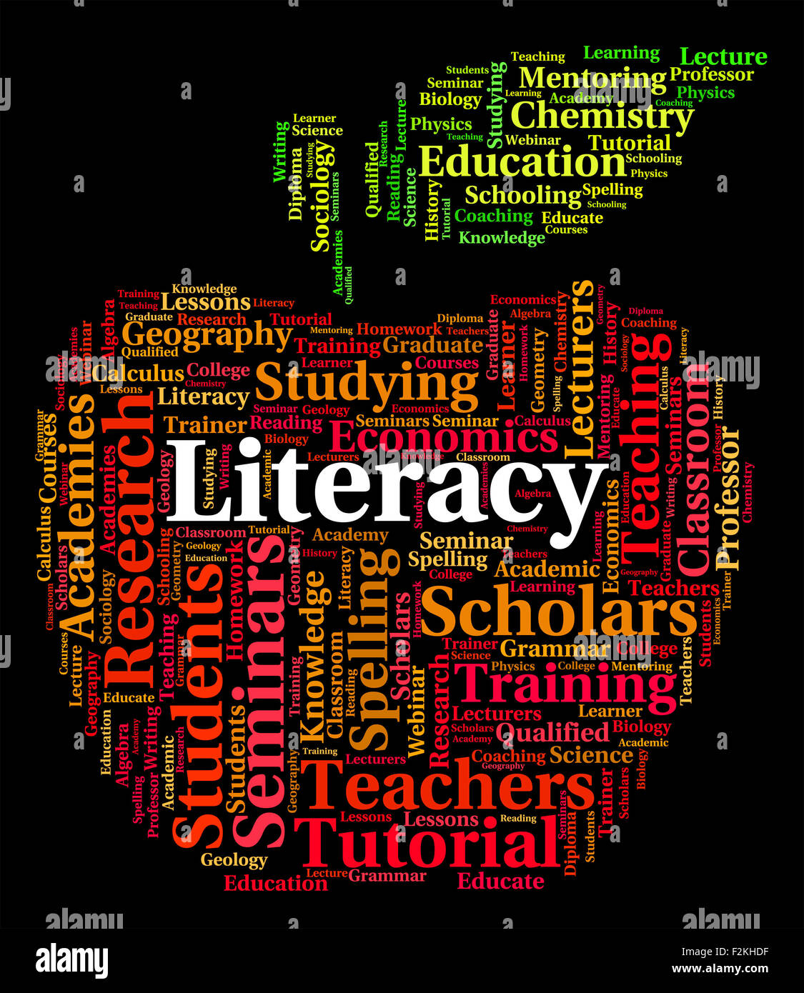 Literacy Word Representing Education Reading And Learning Stock Photo ...