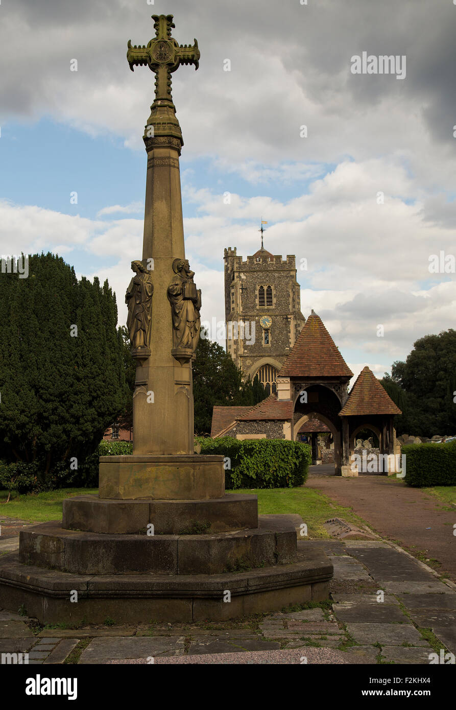Grade II listed 14th century flint Anglican church in Beddington Park ...