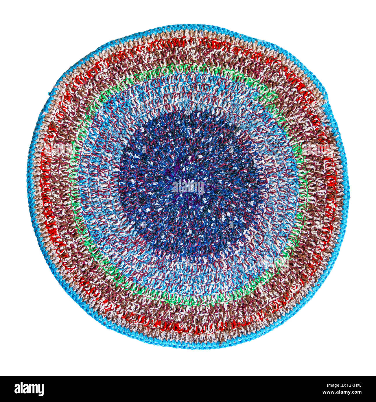 Colorful handmade knitted rug isolated on white background Stock Photo ...