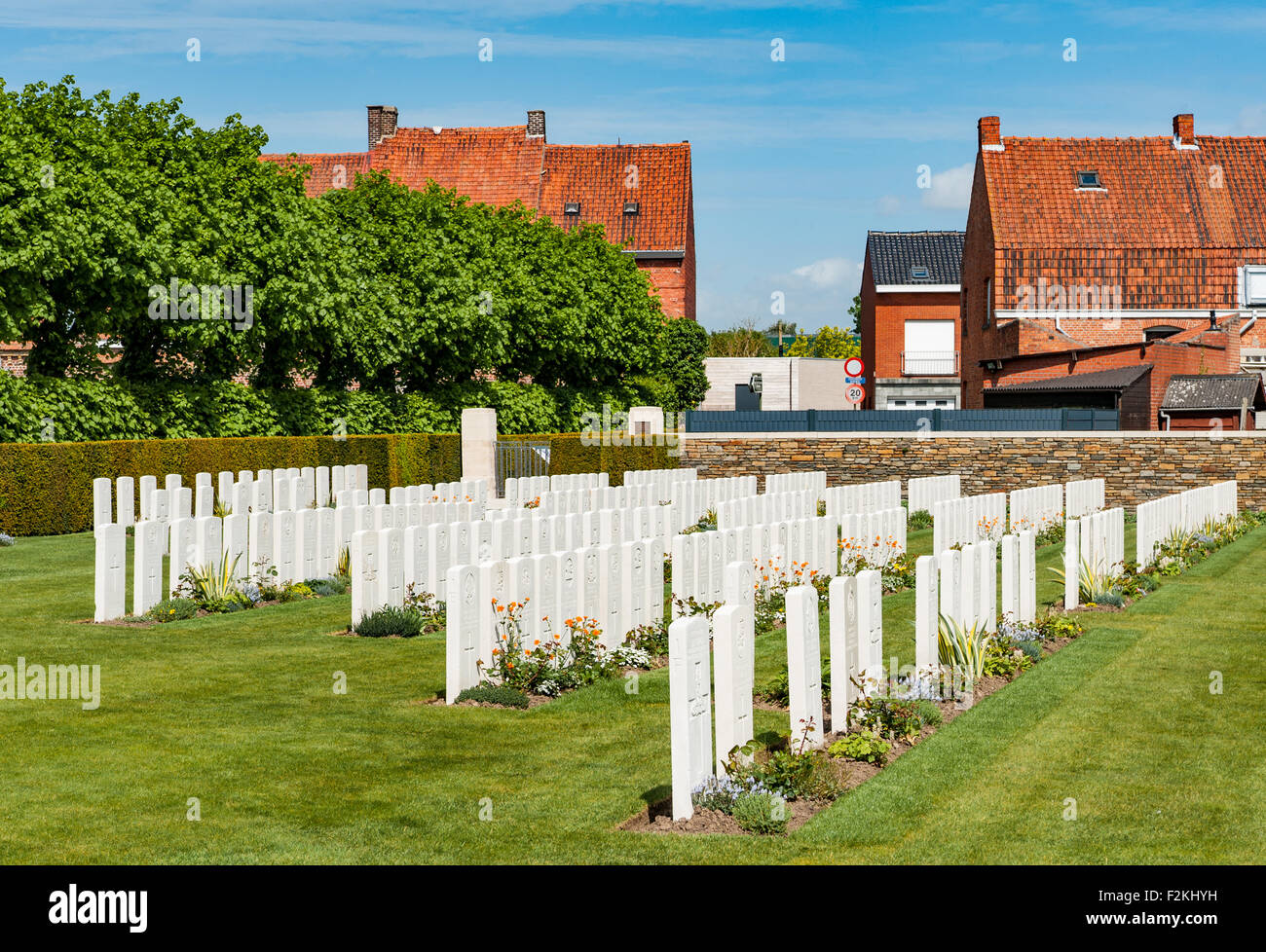 Ypres Town Cemetery Extension, Ypres, or Ieper, Belgium Stock Photo - Alamy