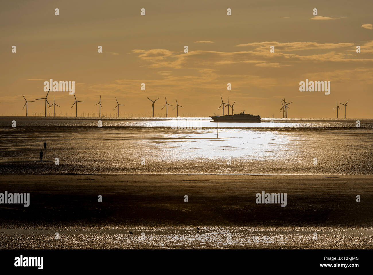 Sunset. Crosby beach River Mersey Merseyside North West England. IOMSP ...
