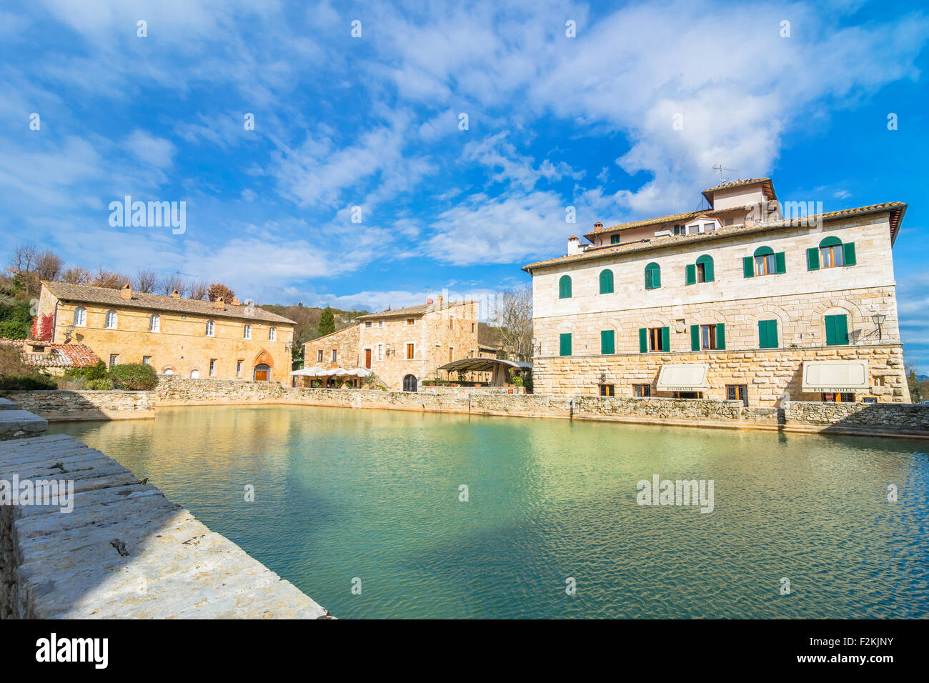 BAGNO VIGNONI, ITALY - January 25, 2015: old thermal baths in the heart ...
