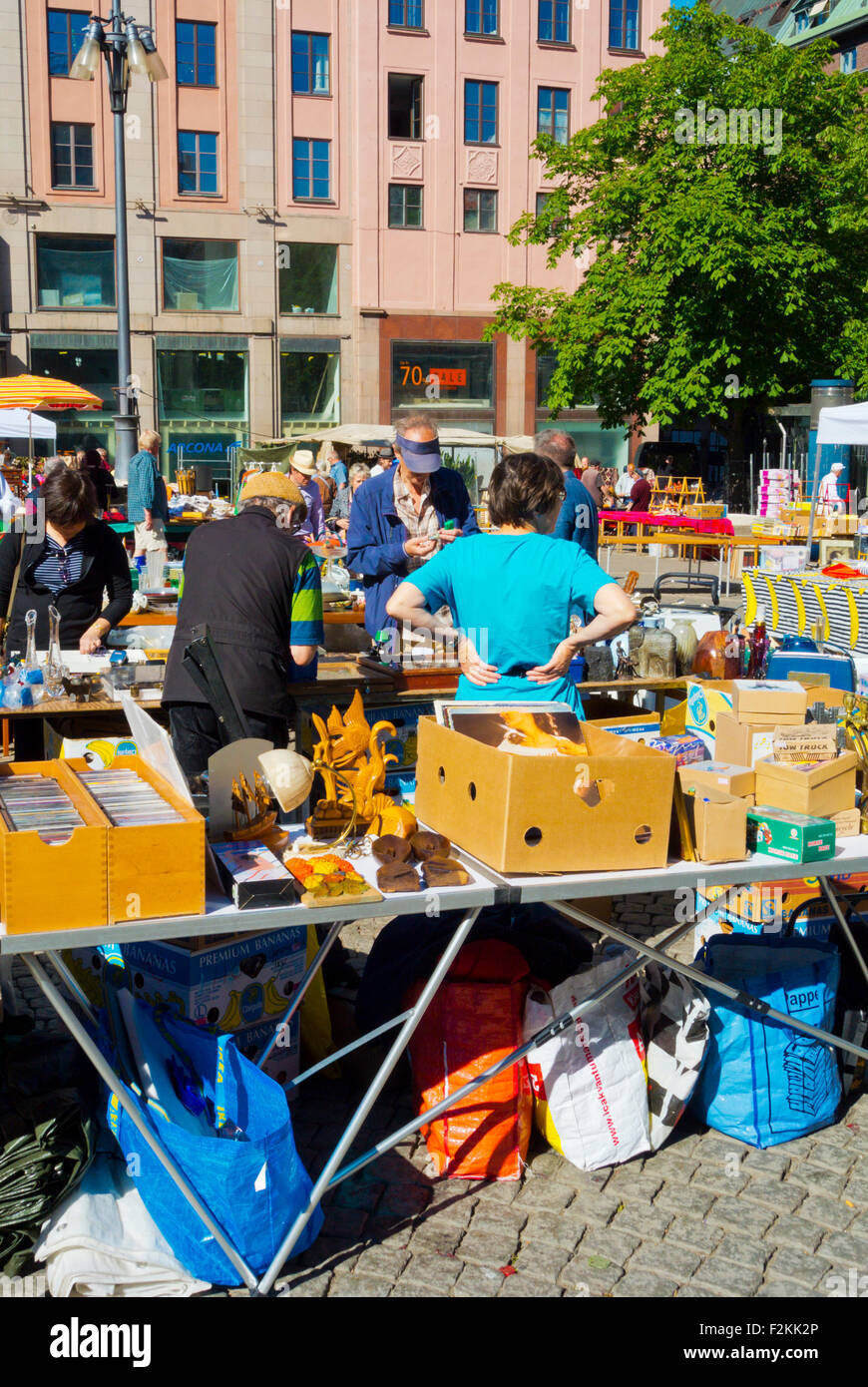 Flea market, Hötorget square, Norrmalm district, Stockholm, Sweden ...