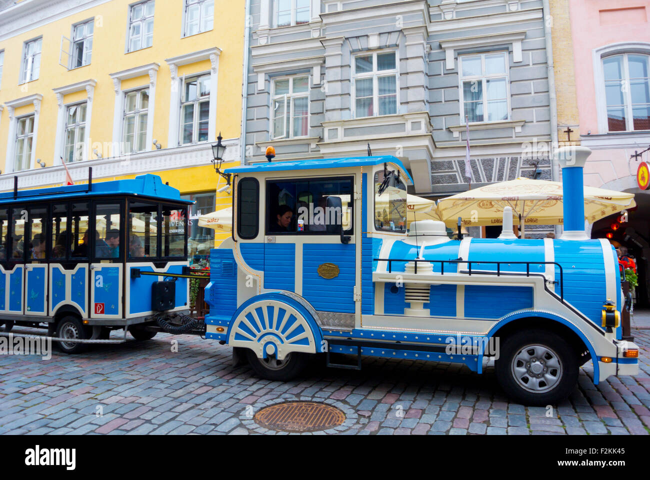 City sightseeing train, old town, Tallinn, Harju county, Estonia ...