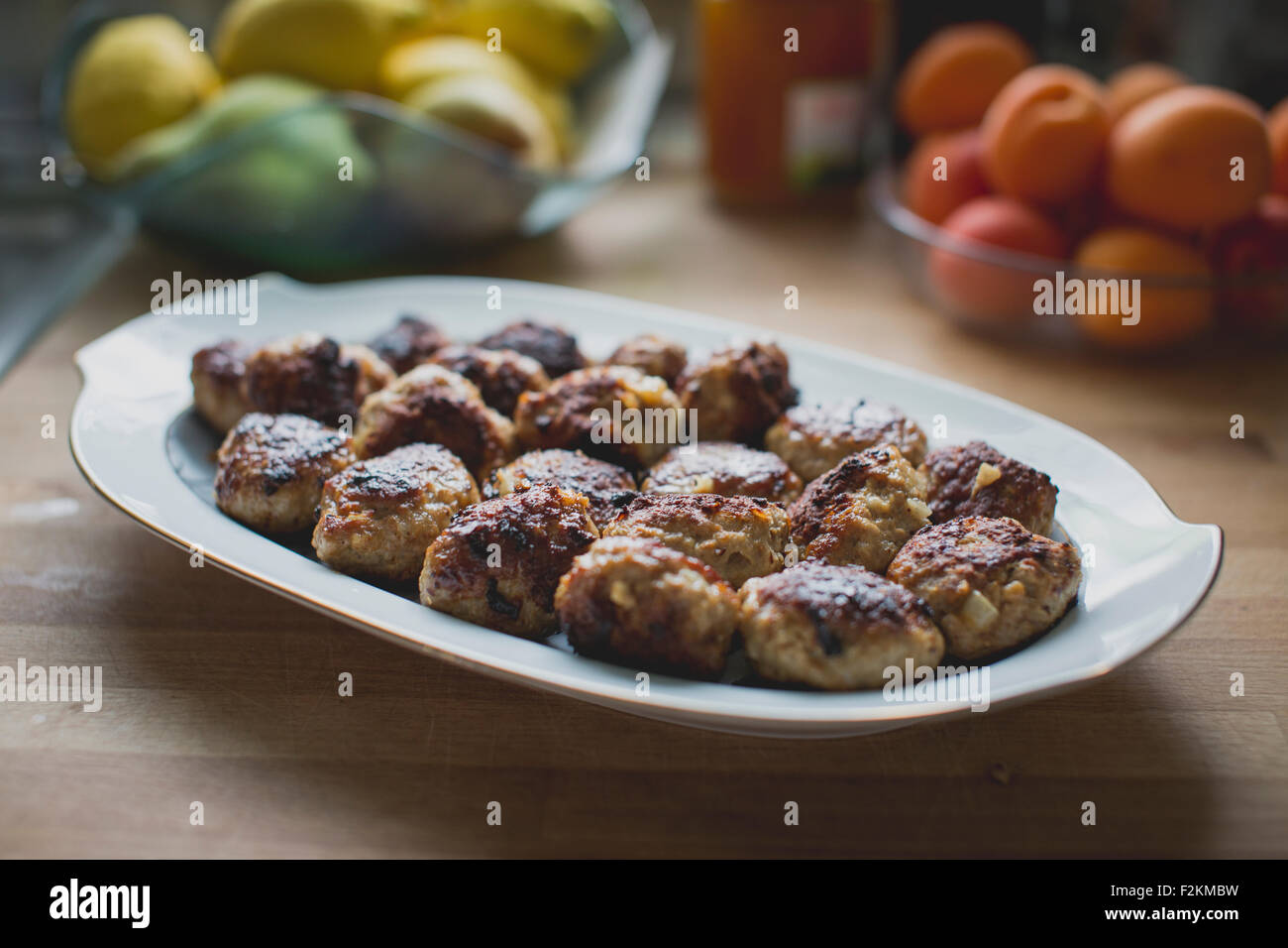 Platter with frikadeller Stock Photo - Alamy