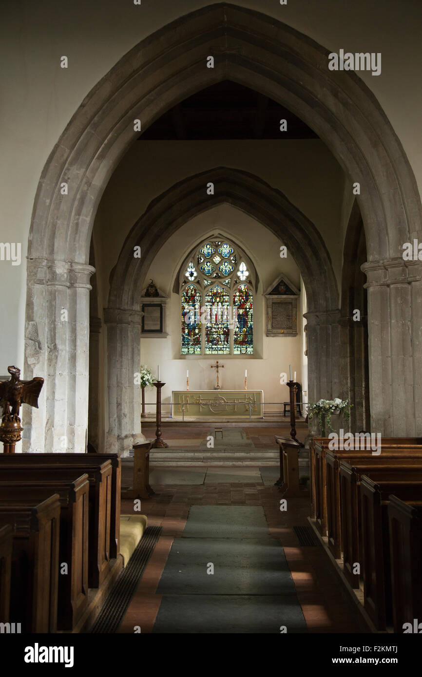 Inside St James' Shere Church in the medieval village of Shere near ...