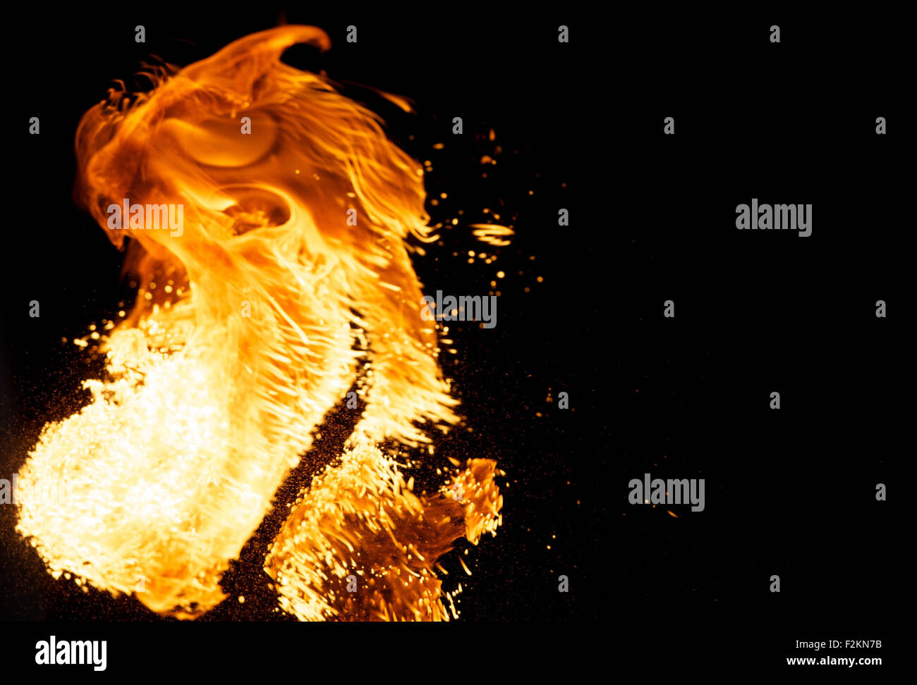 Fire explosion isolated on black background Stock Photo - Alamy