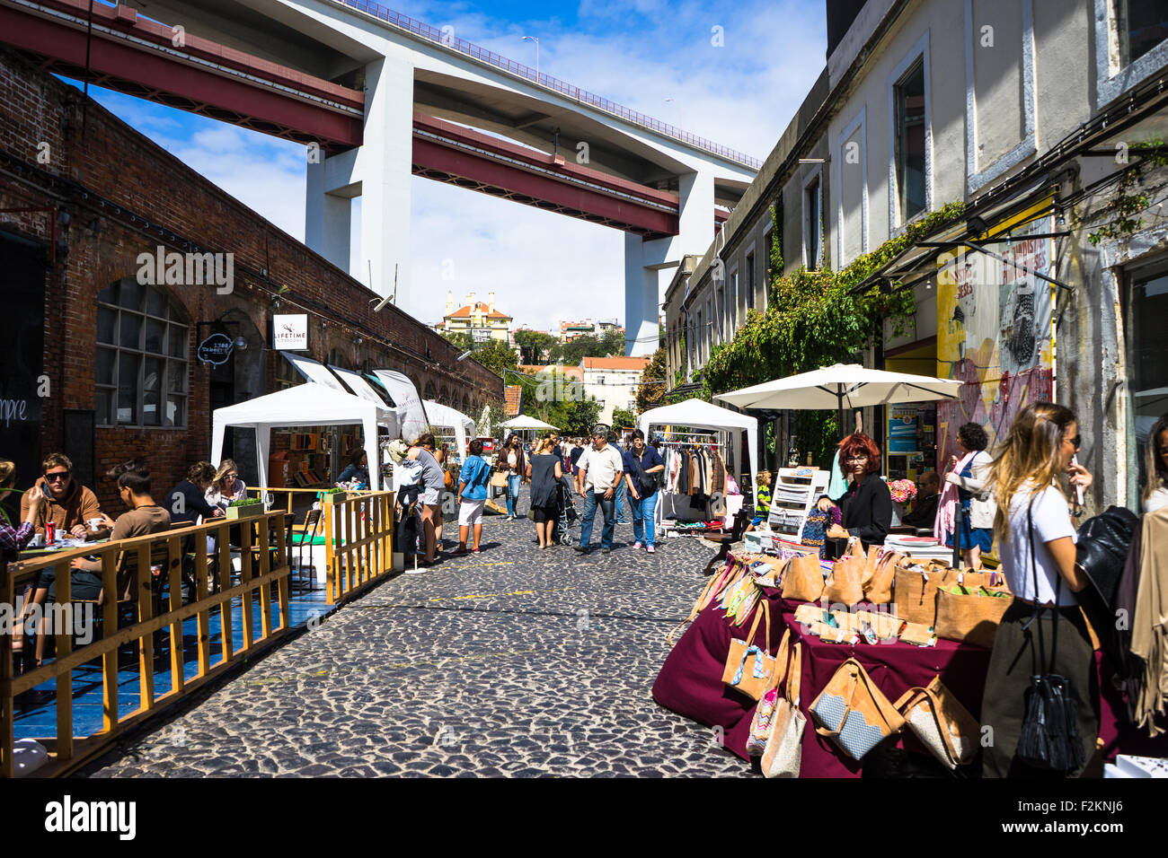 The Sunday market at LX Factory hipster industrial complex in Lisbon ...