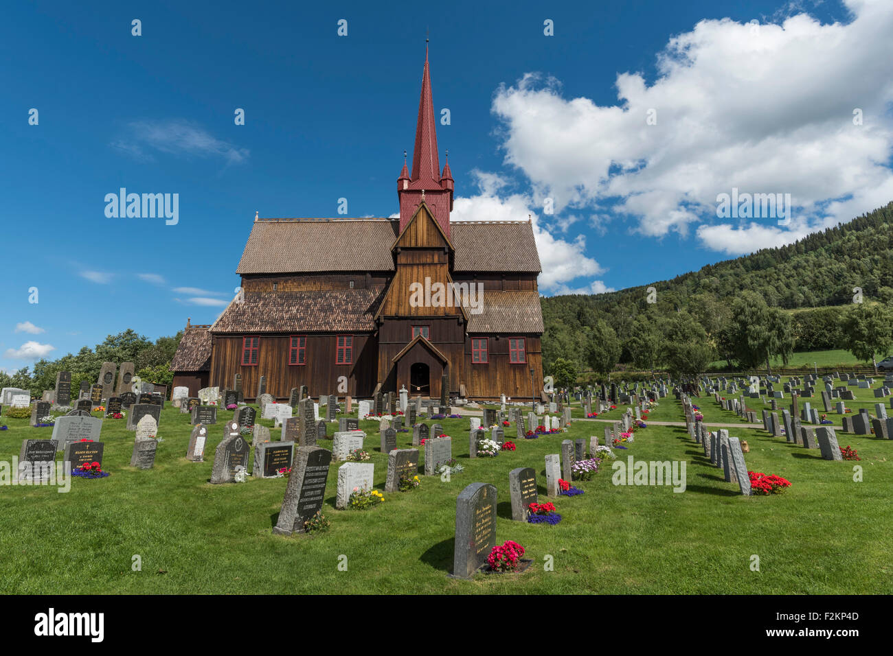 Stave church or Stavkyrkje, Ringebu, Gudbrandsdalen, Oppland Fylke ...