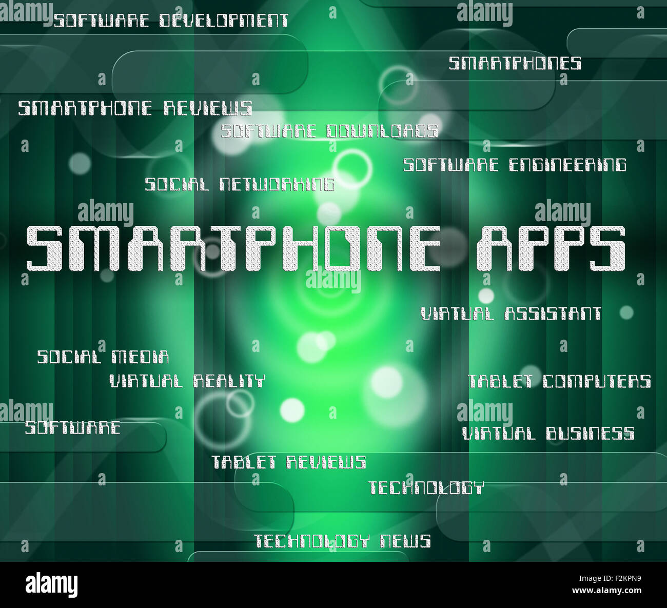 Smartphone Apps Showing Application Software And Words Stock Photo - Alamy