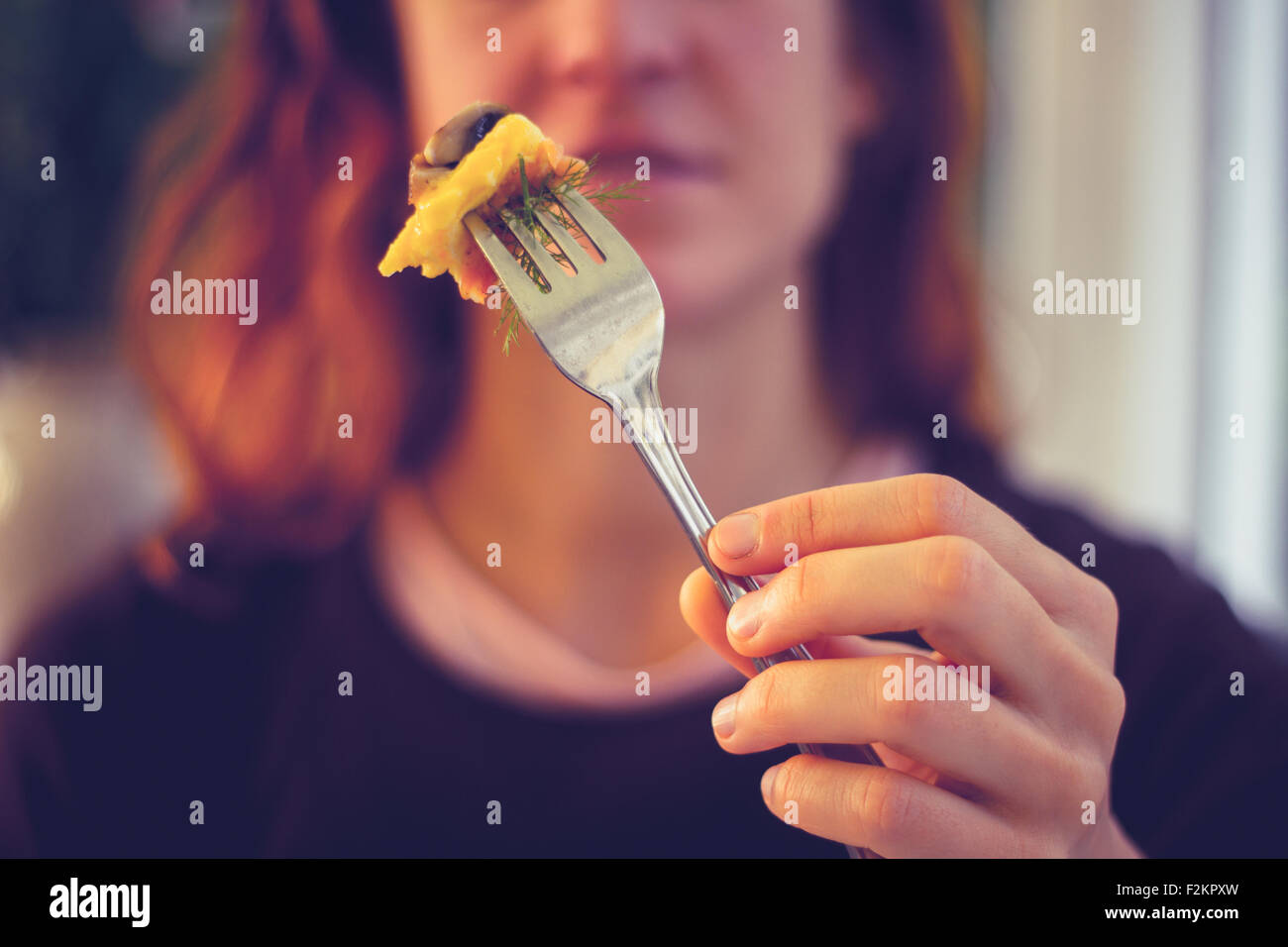 Female food fork hi-res stock photography and images - Alamy
