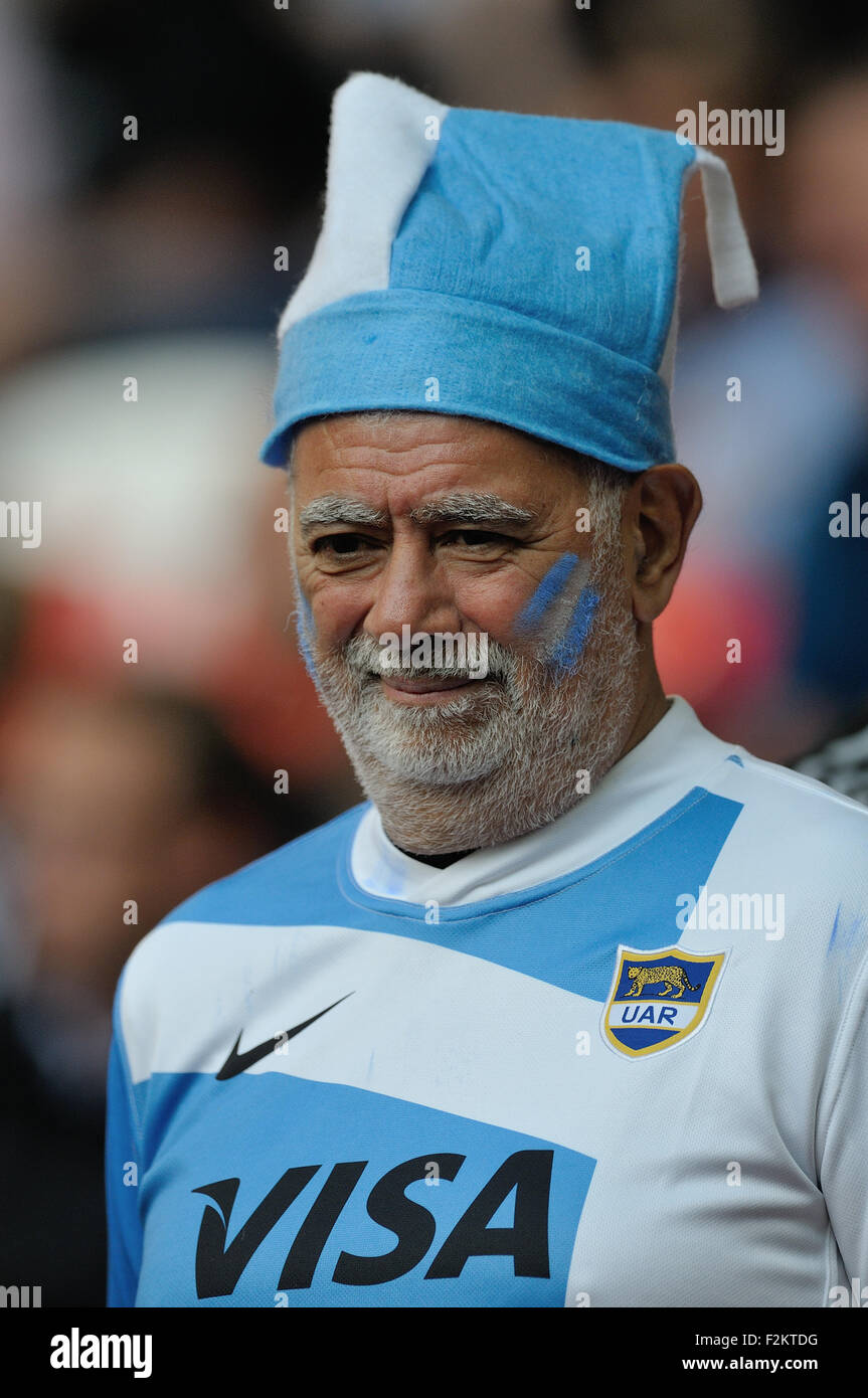 Fan at the Argentina / New Zealand Rugby world cup 2015. on the 19th ...