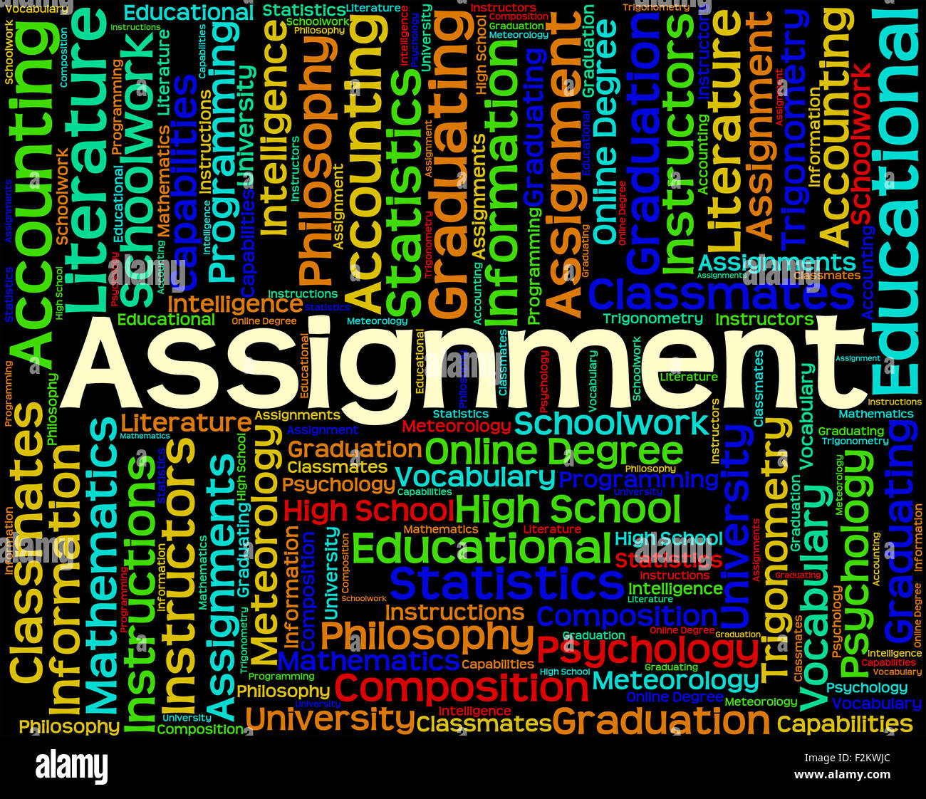 Assignment Word Meaning School Work And Homework Stock Photo - Alamy