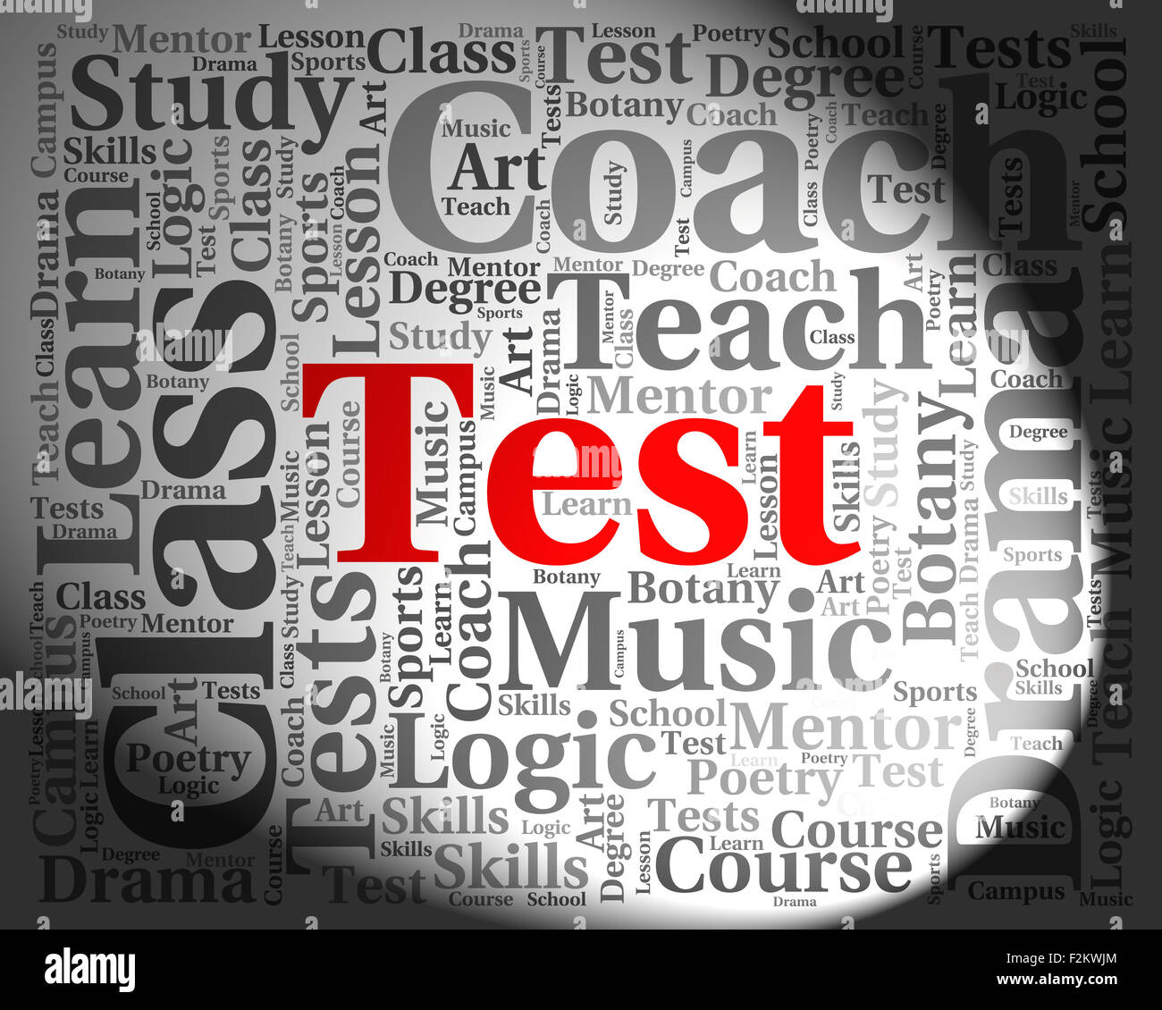 Test Word Indicating Tested Examinations And Assess Stock Photo - Alamy
