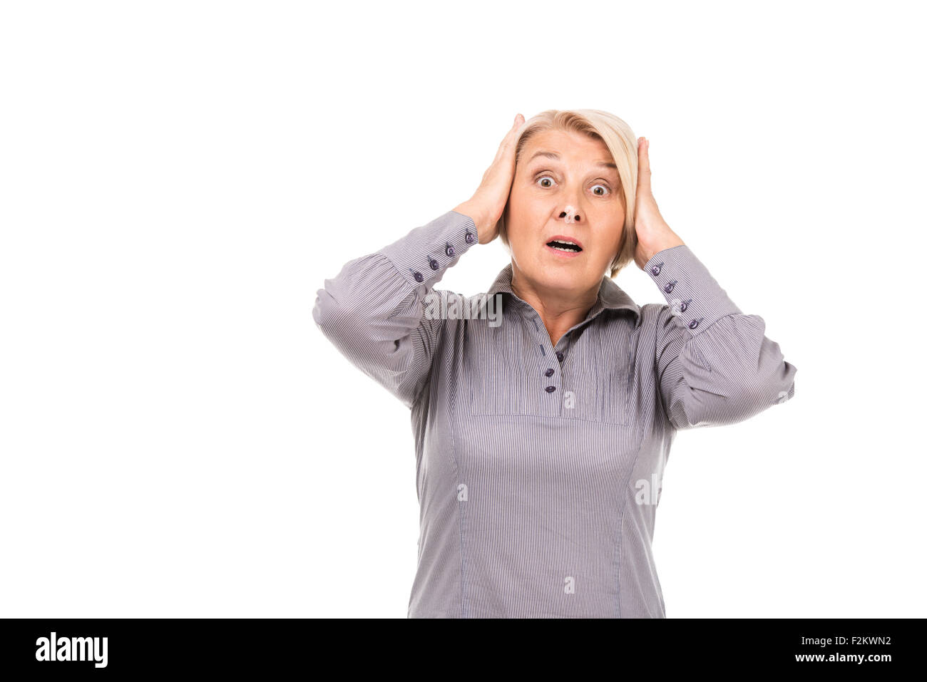 Studio portrait shocked senior woman hi-res stock photography and ...