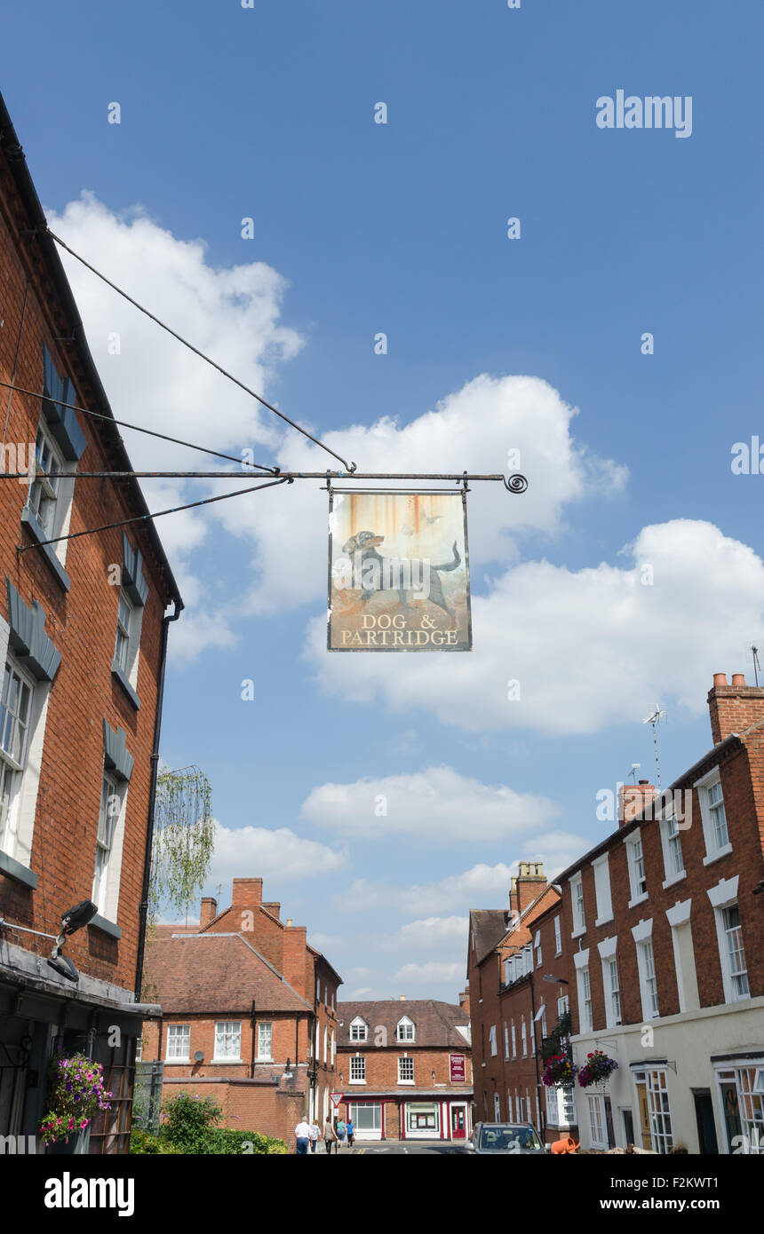 Overhanging sign for The Dog and Partridge public house in Bleachfield ...