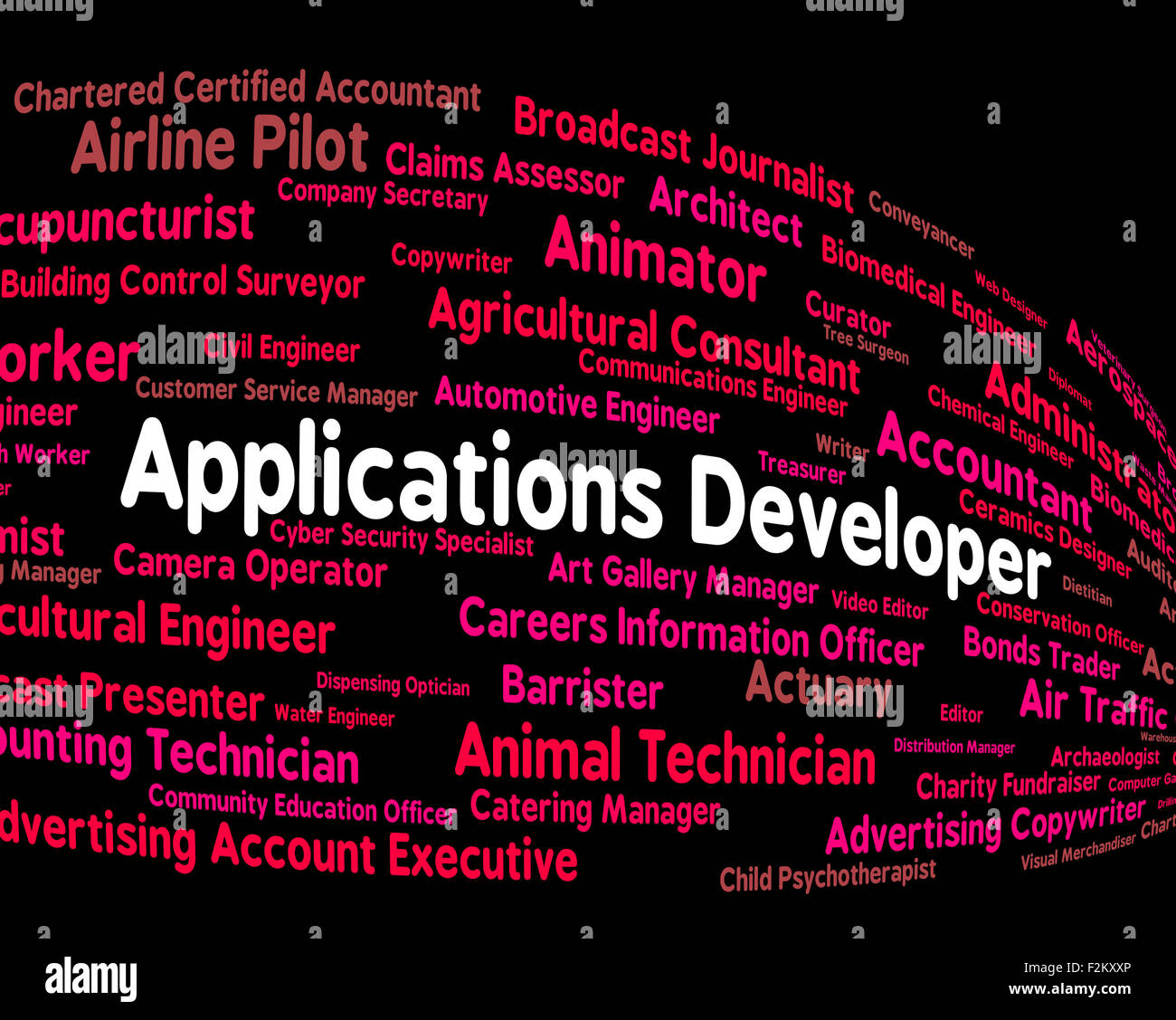 Applications Developer Representing Words Develops And Program Stock Photo - Alamy