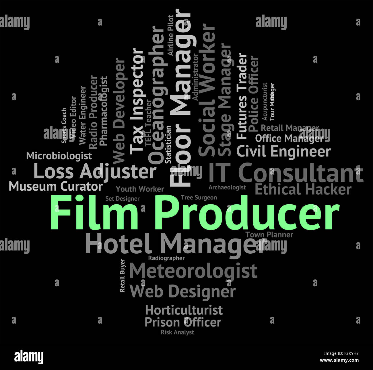 Film Producer Indicating Word Career And Organizer Stock Photo - Alamy