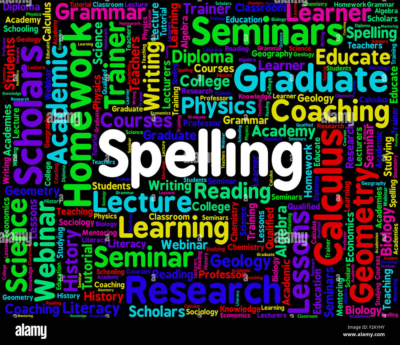 Spelling Word Indicating Write Pen And Penmanship Stock Photo - Alamy