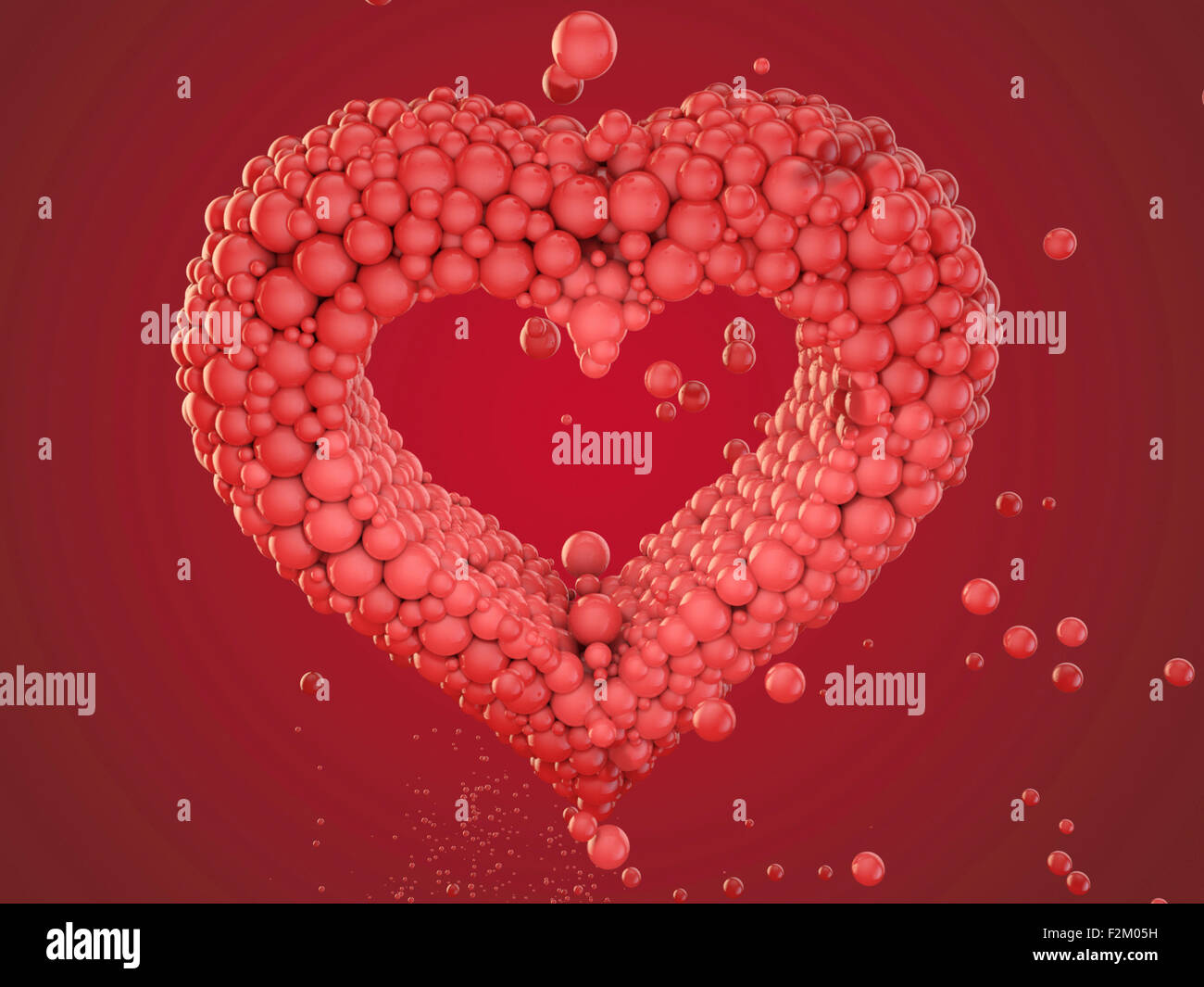 Heart built of bubbles in front of red background, 3D Rendering Stock ...