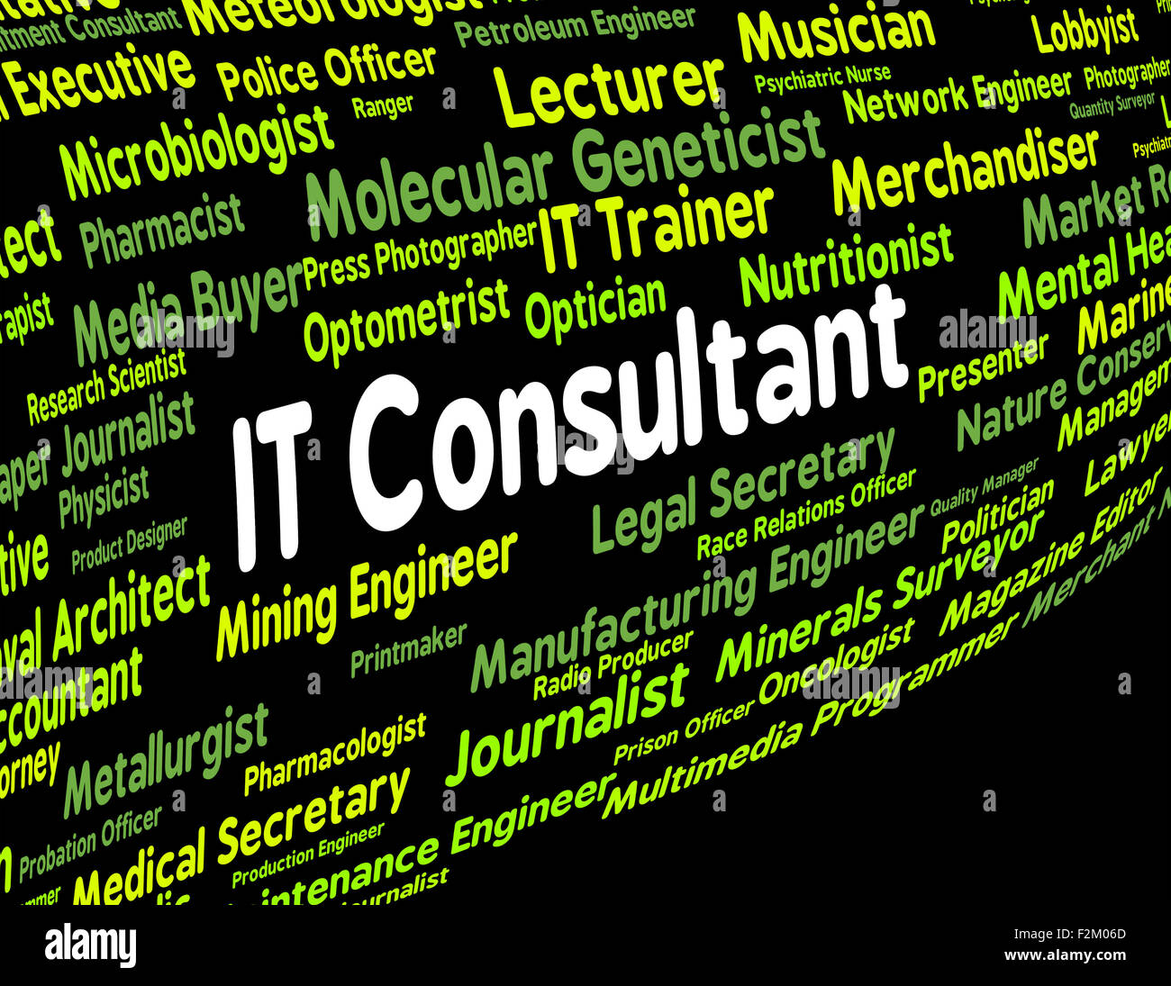 Information Technology Consultant Indicating Text Guide And Digital ...