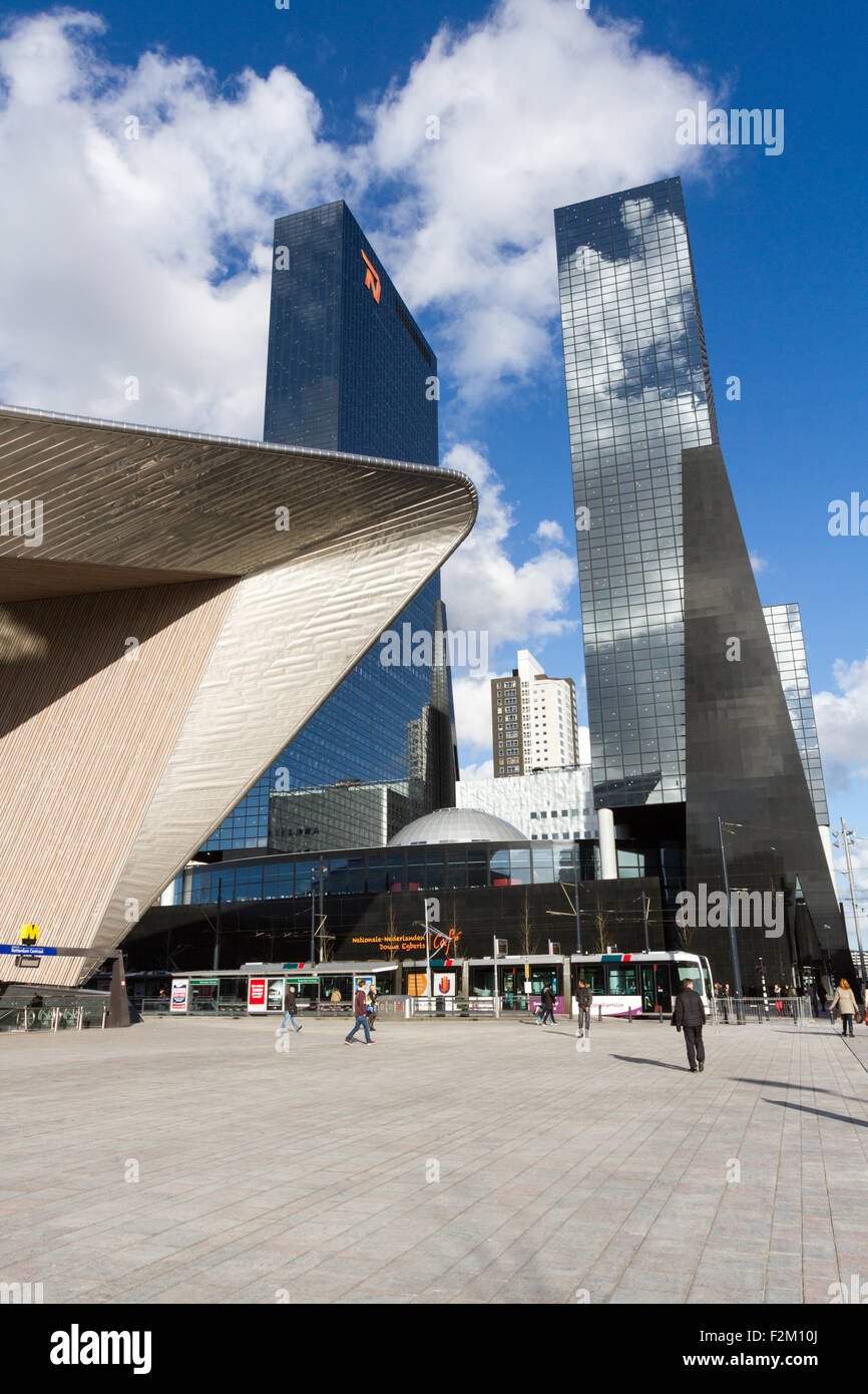 cityscape skyscraper Rotterdam centraal station clouds blue sky Stock ...