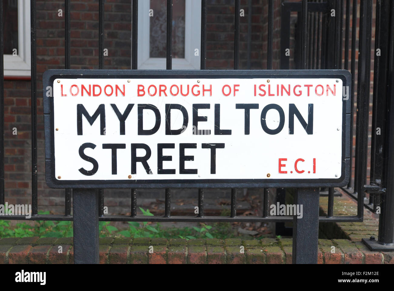 London Borough of Islington road sign for Myddelton Street in London ...