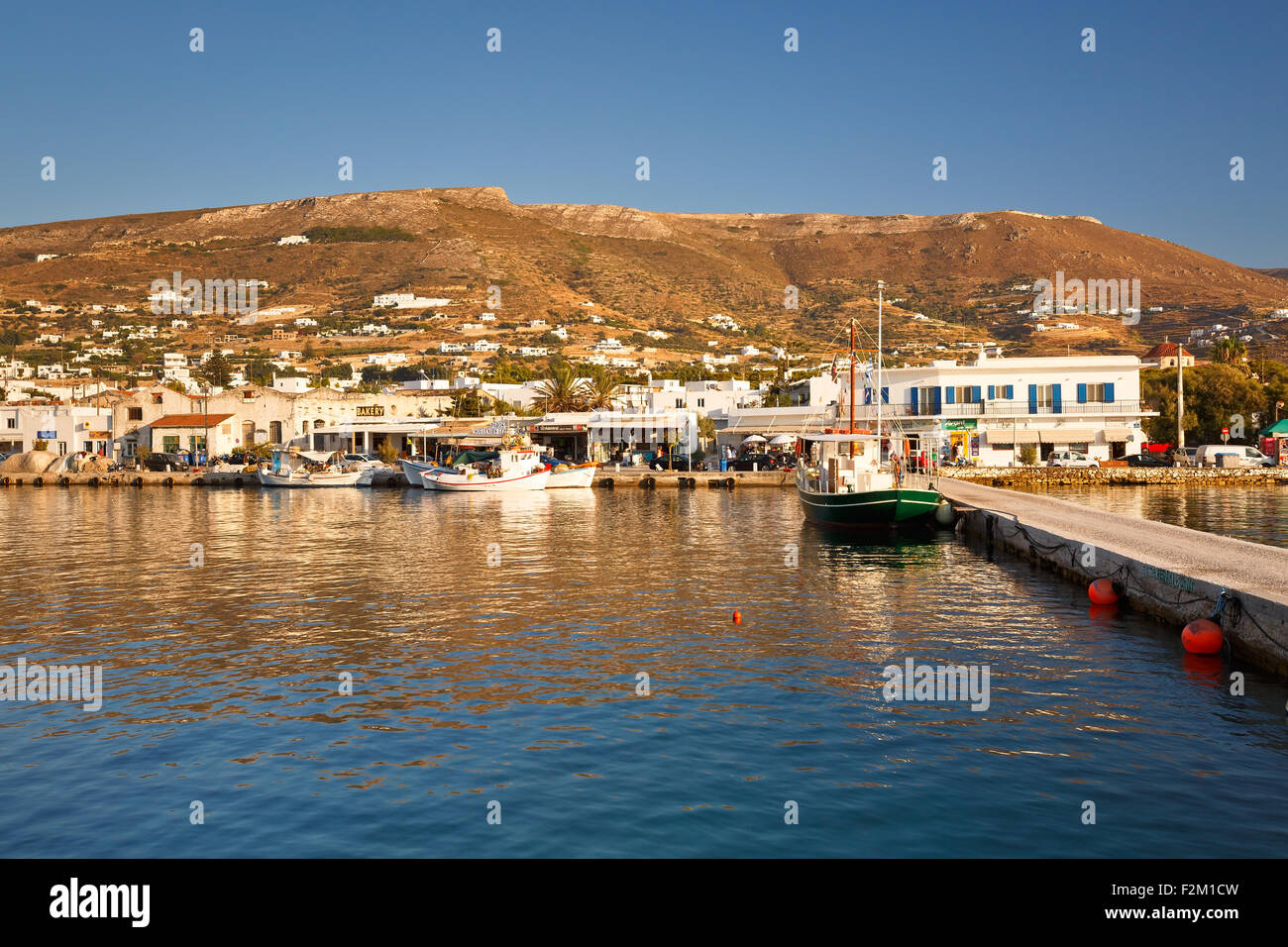 Island of paros greece boats in harbour of parikia hi-res stock ...
