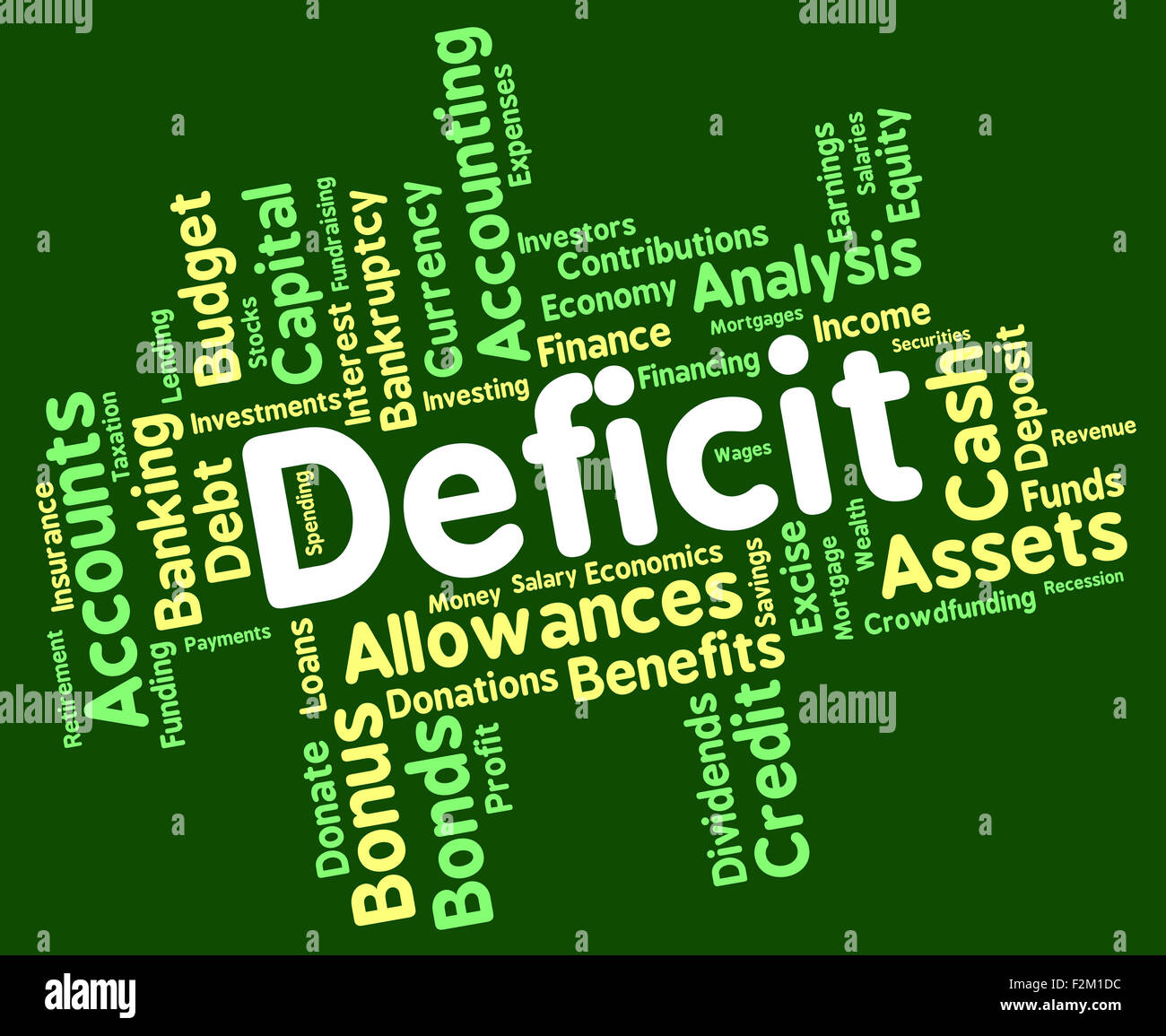 Deficit Word Showing Bad Debt And Indebted Stock Photo - Alamy