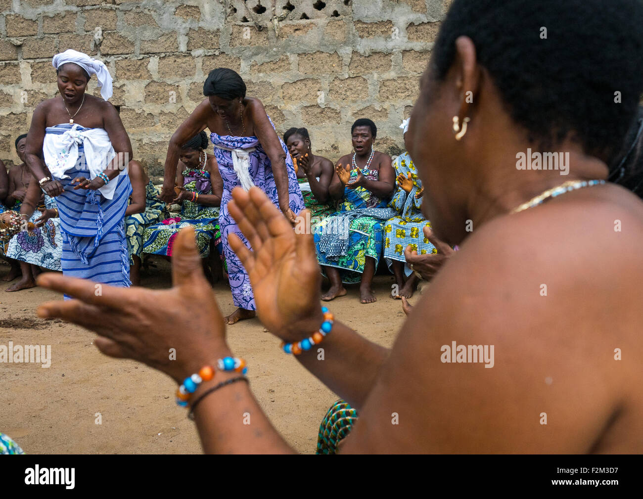 Benin, West Africa, Bopa, women dancing during a traditional voodoo ...