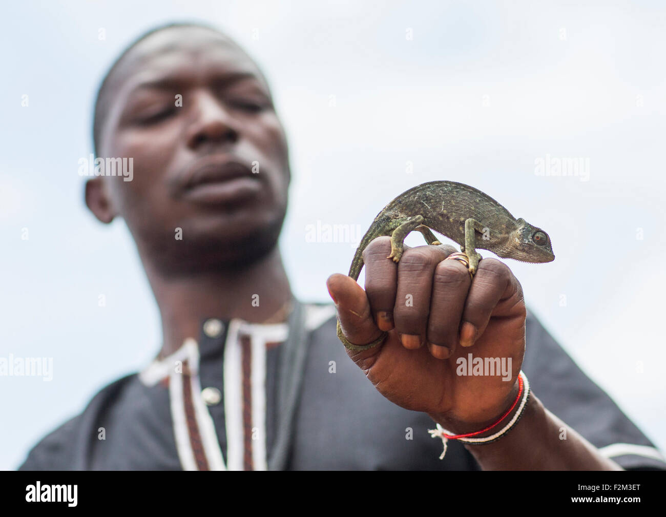 Benin, West Africa, Bonhicon, kagbanon bebe voodoo priest with a ...