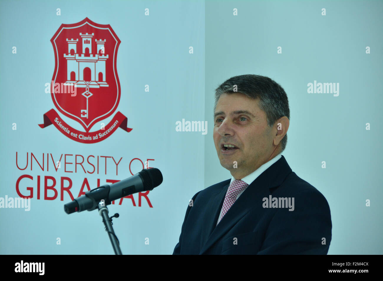 Gibraltar. 21st September, 2015. Minister for Education Gilbert Licudi ...
