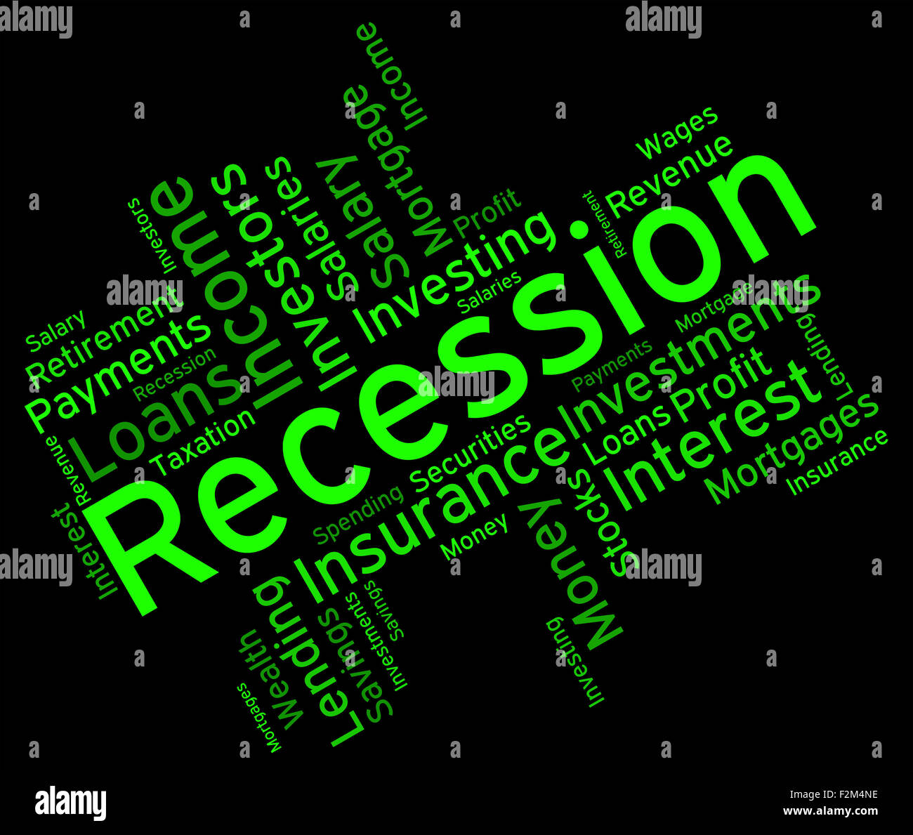 Recession Word Meaning Recessions Depressed And Depression Stock Photo ...