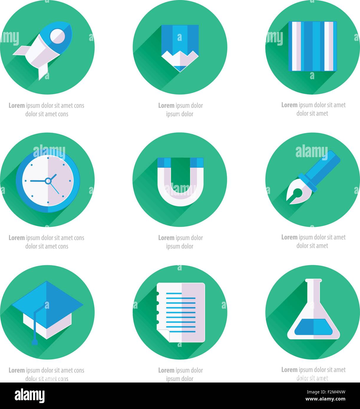 Set of vector flat design icons with long shadows Stock Vector Image ...