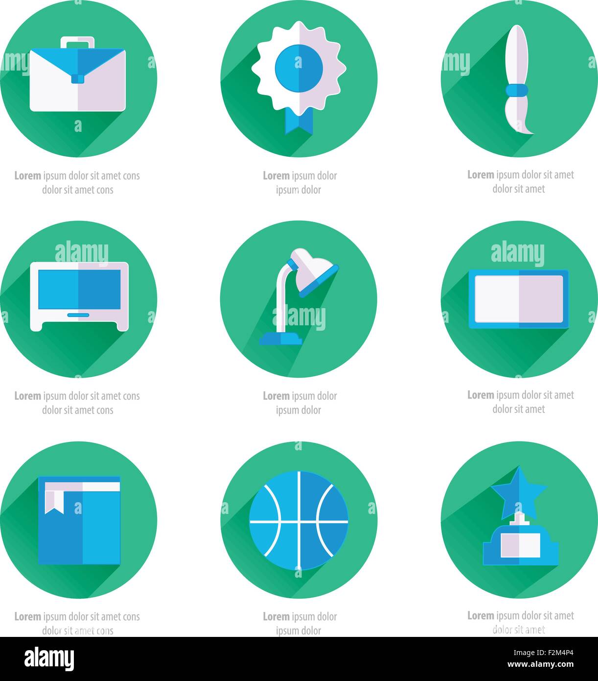 Set of flat school and education icons set 2 color Stock Vector Image ...