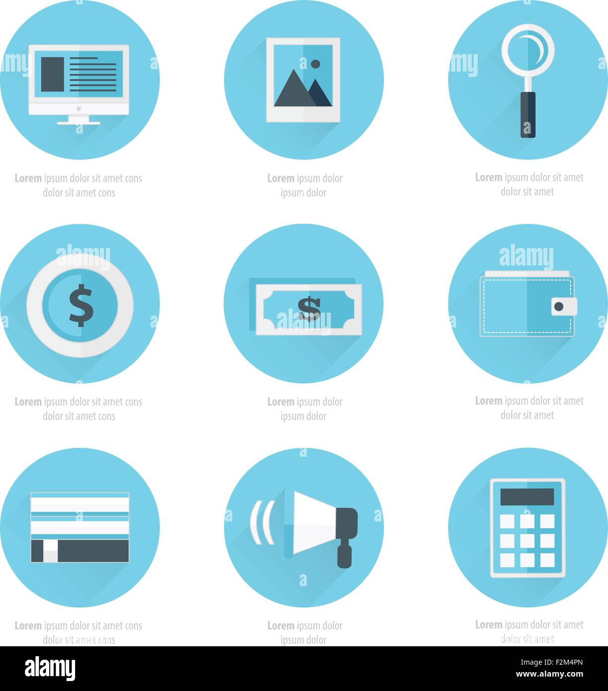 Set of flat design icons blue color styles Stock Vector Image & Art - Alamy