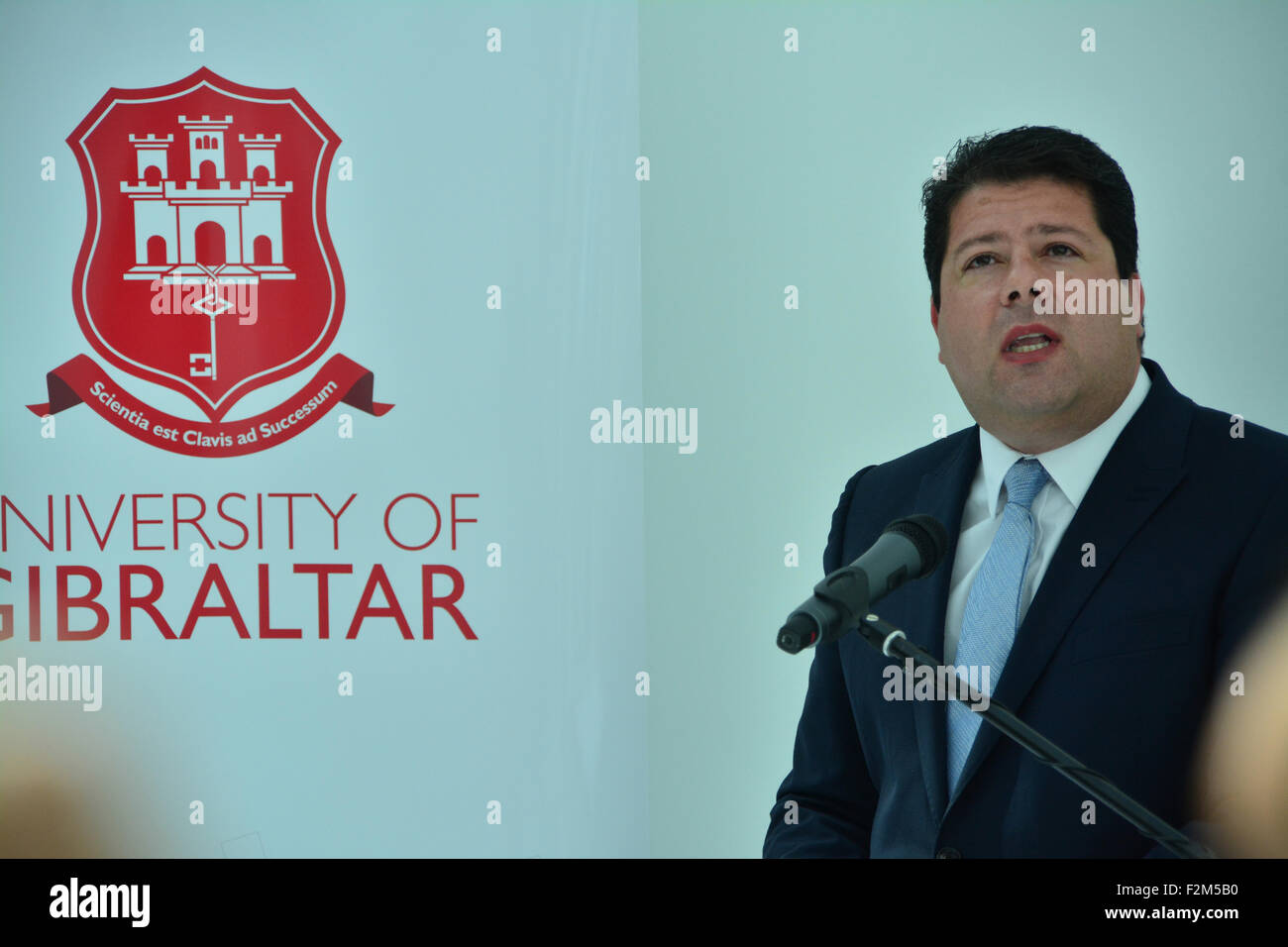 Gibraltar. 21st September, 2015. Minister for Education Gilbert Licudi ...