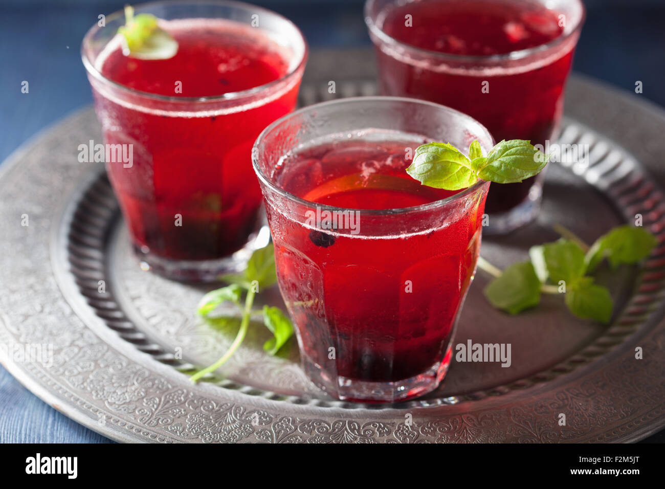 refreshing blueberry drink with lime and mint Stock Photo - Alamy