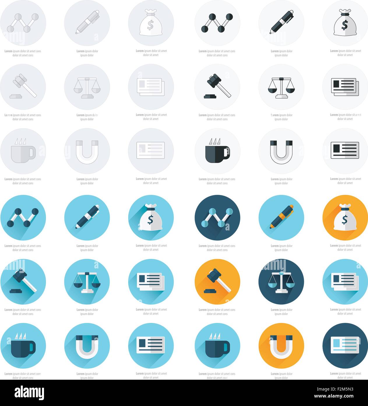 Office icons flat design set Stock Vector Image & Art - Alamy