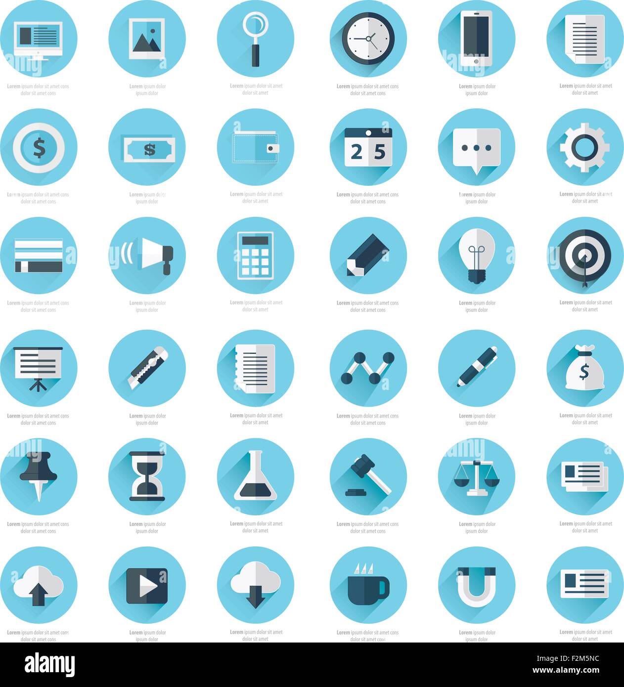 Set of flat design icons blue color styles Stock Vector Image & Art - Alamy