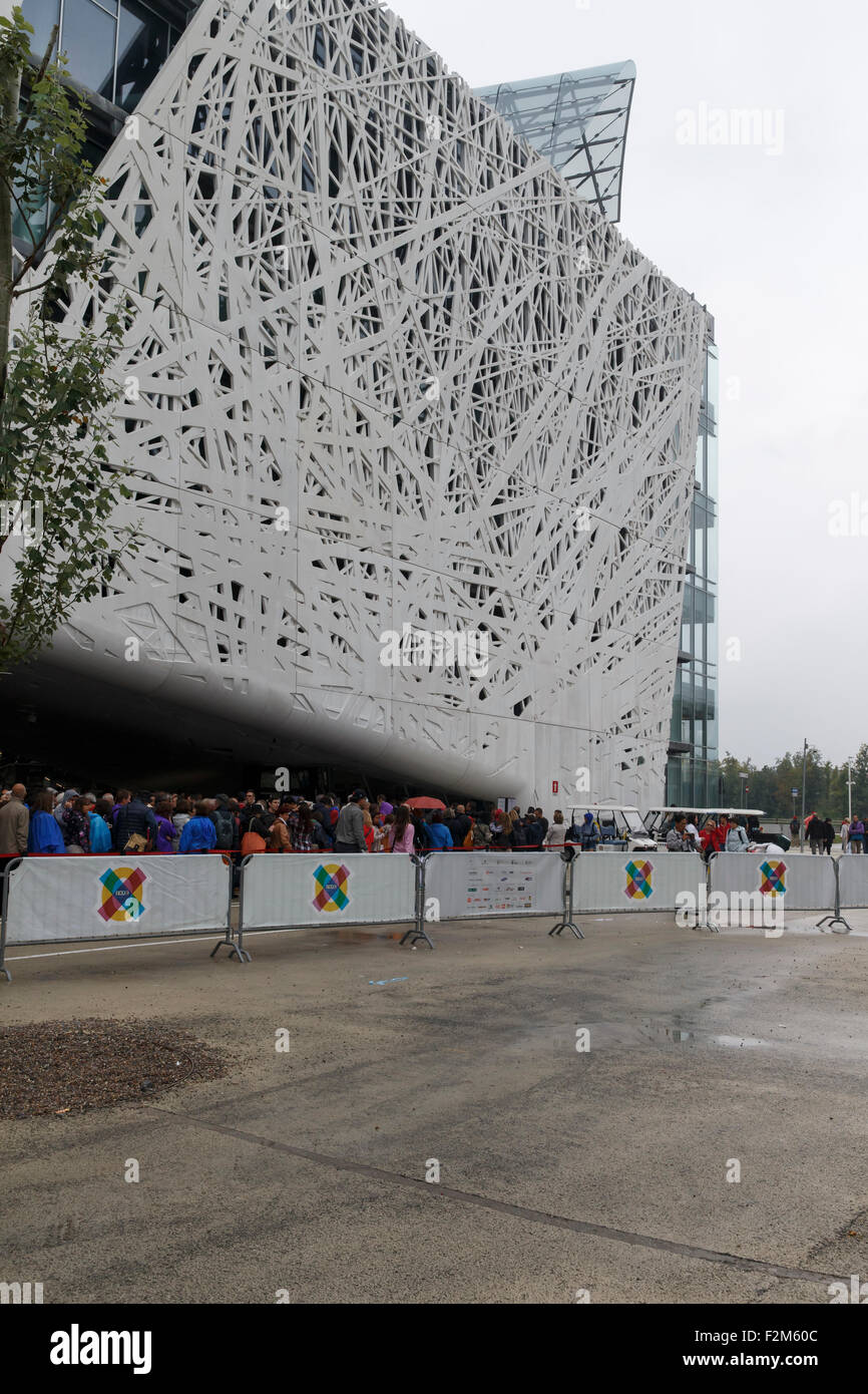 Milan, Italy, 13 September 2015: the Italian pavilion "Palazzo Italia ...
