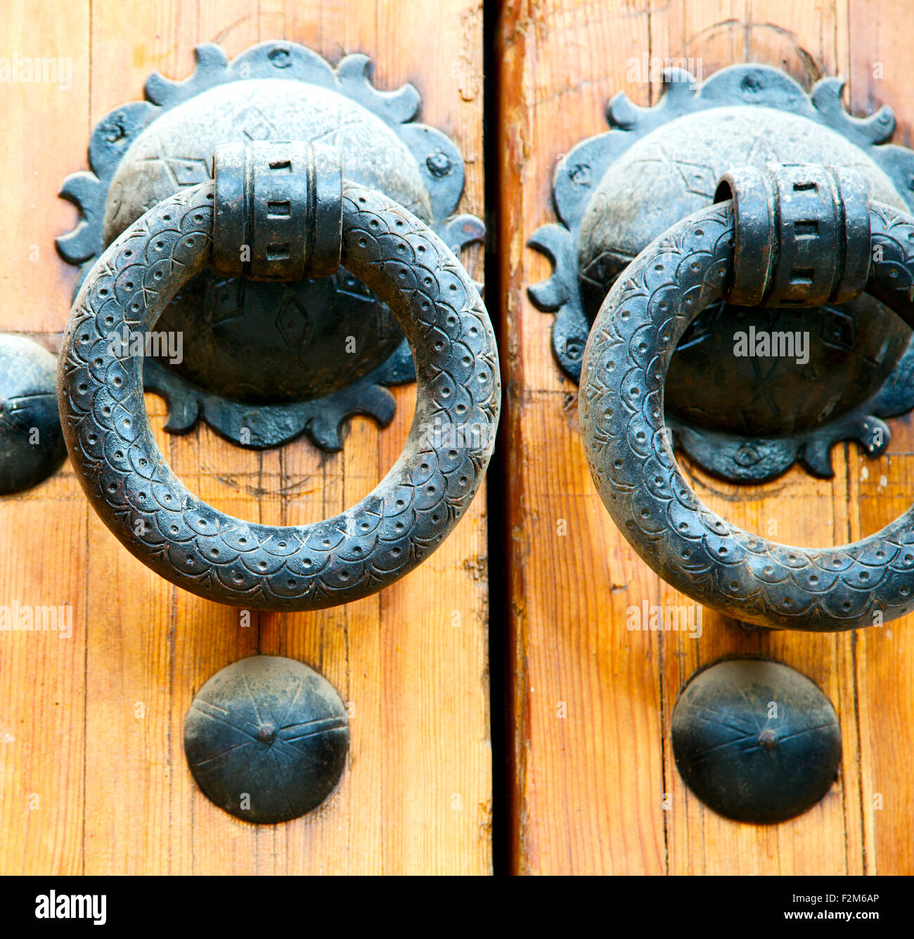 brown morocco in africa the old wood facade home and rusty safe padlock ...