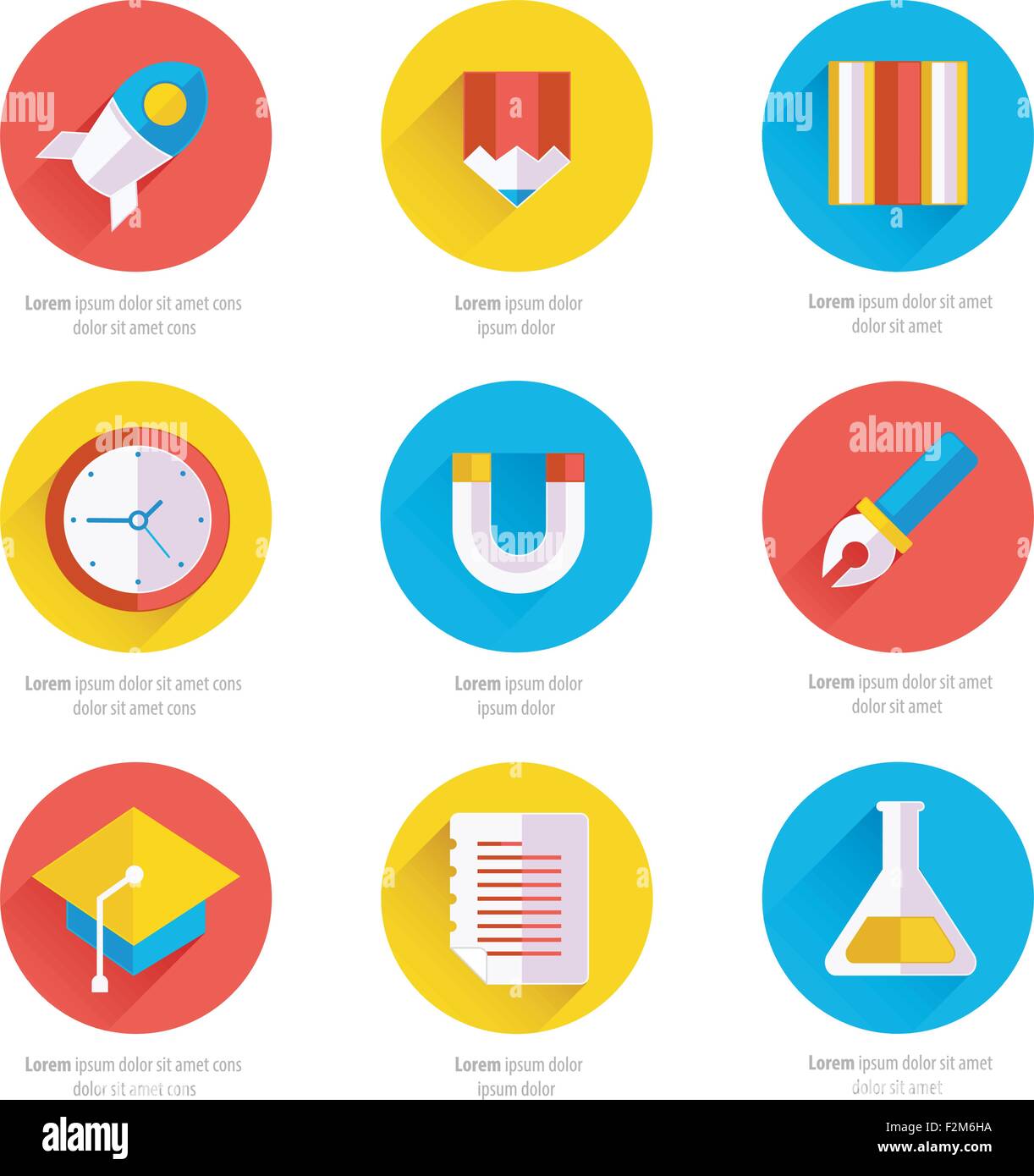 Set of vector flat design icons with long shadows Stock Vector Image ...