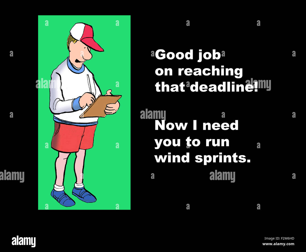 Business illustration of coach saying, 'Good job on reaching that ...
