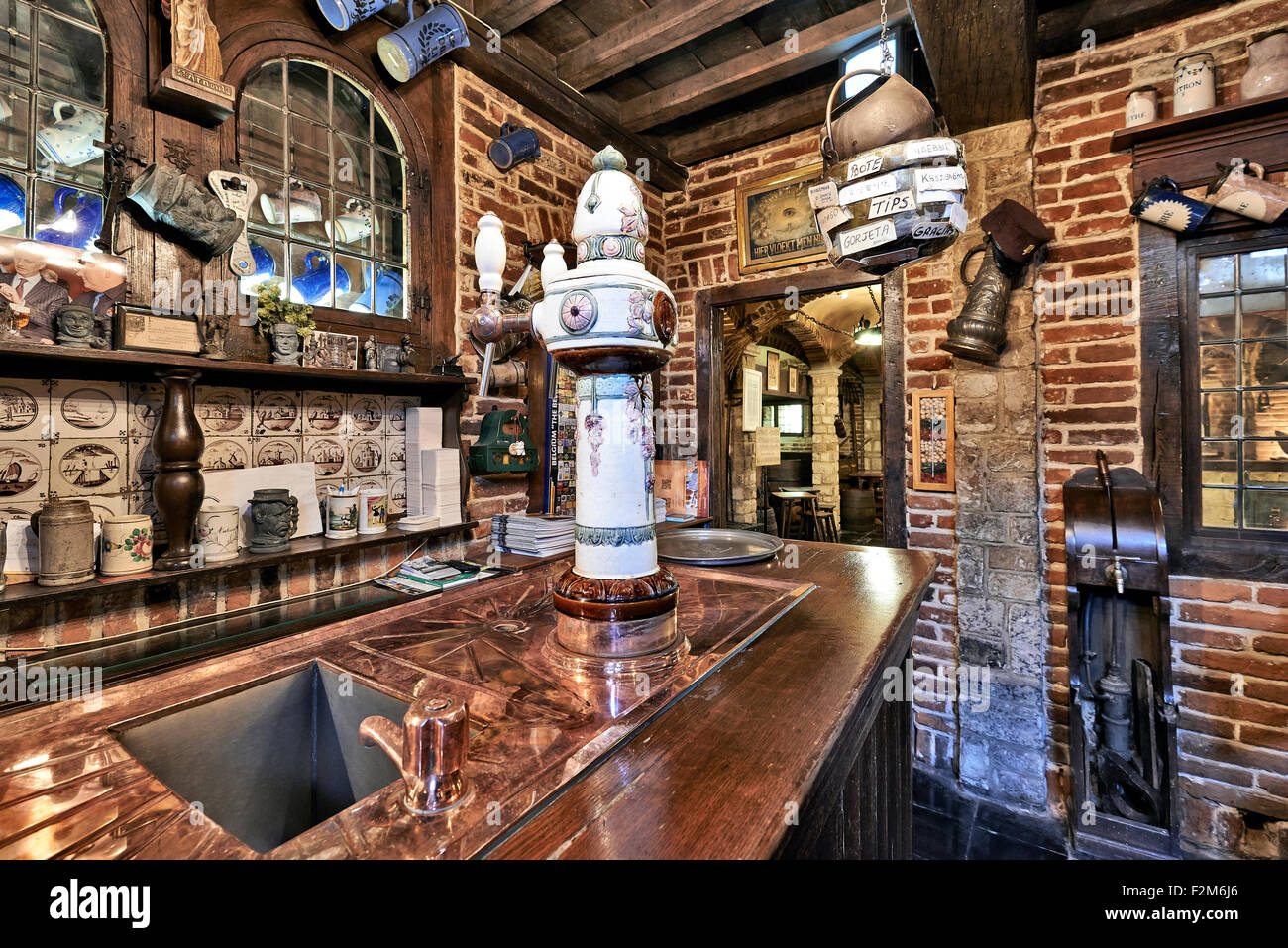 Old section of the ancient history of beer in the brewery museum in the ...